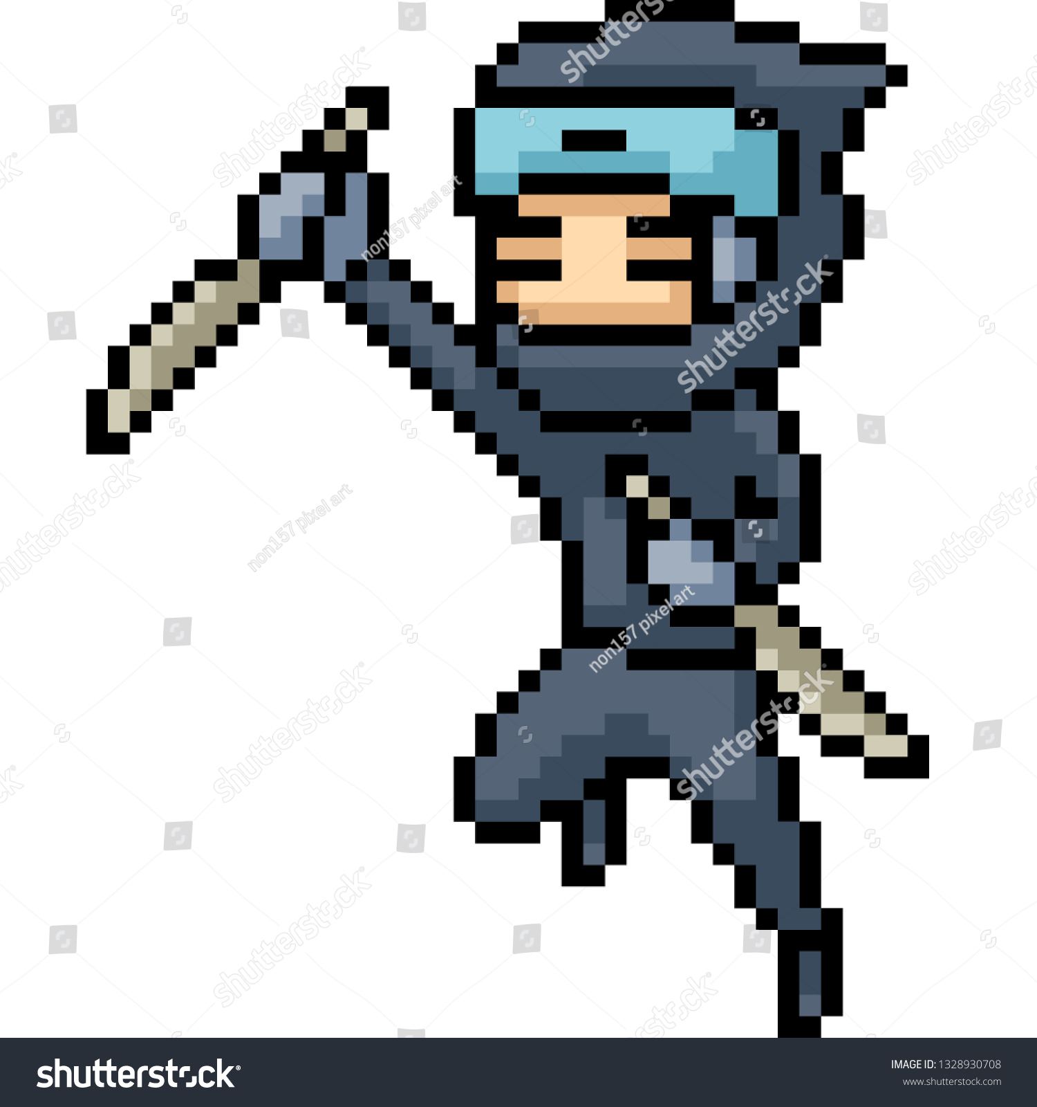 Vector Pixel Art Ninja Isolated Cartoon Stock Vector (Royalty Free ...