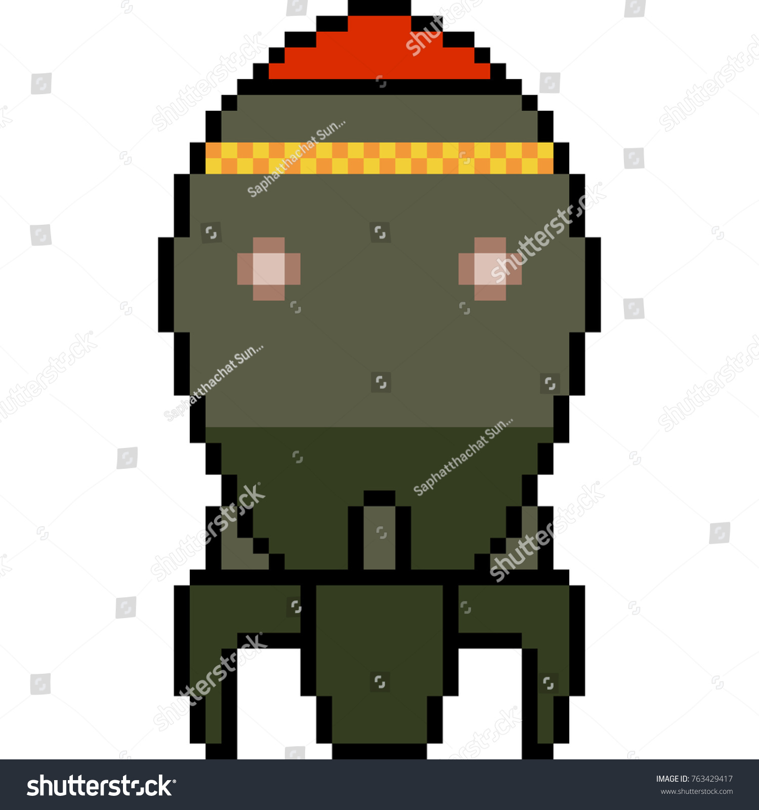 Vektor Stok Vector Pixel Art Nuke Missile Isolated (Tanpa Royalti ...
