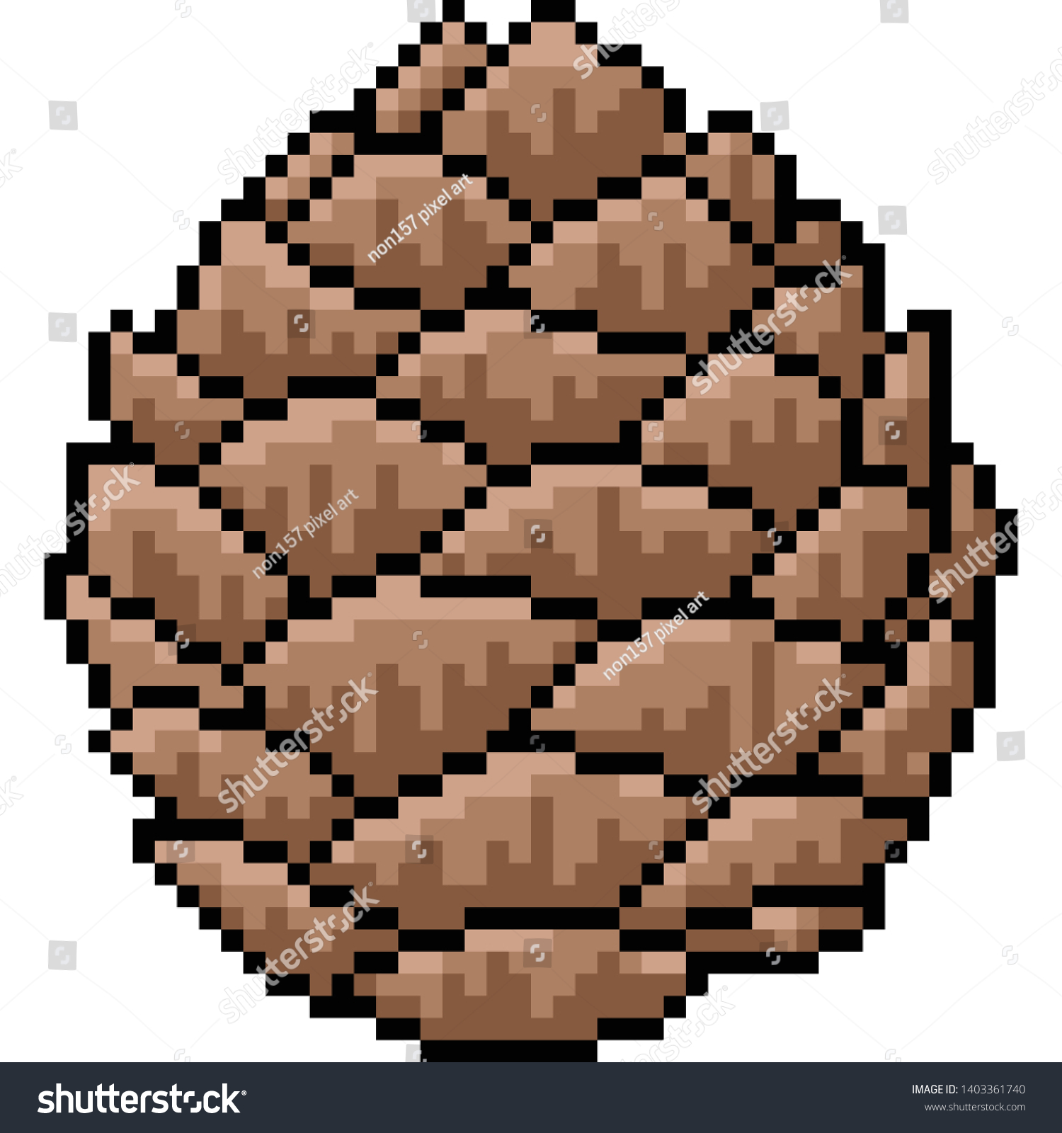 Vector Pixel Art Nut Isolated Cartoon: vector de stock (libre de ...
