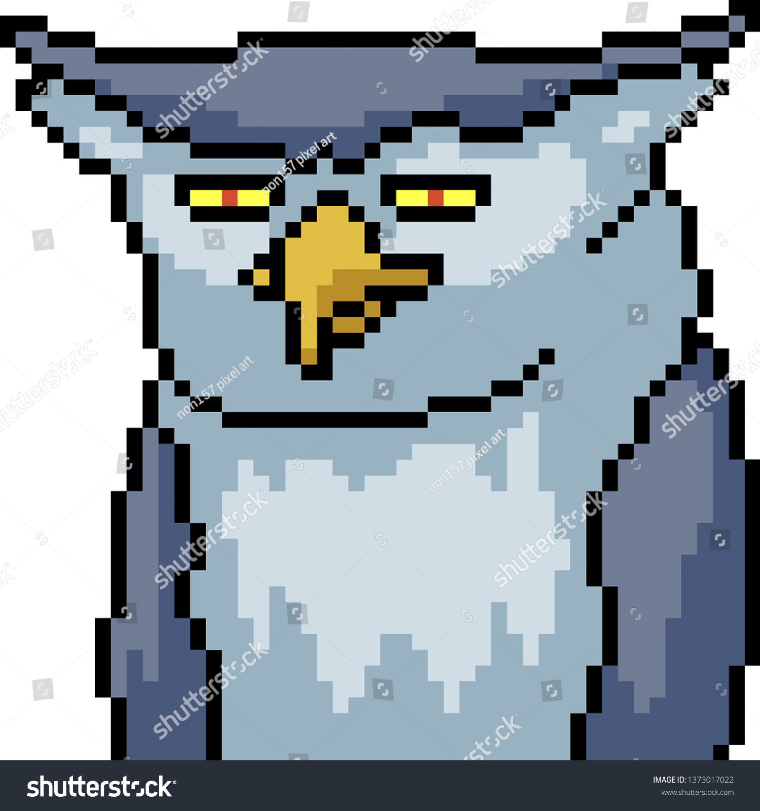 Vector Pixel Art Owl Isolated Cartoon 스톡 벡터(로열티 프리) 1373017022