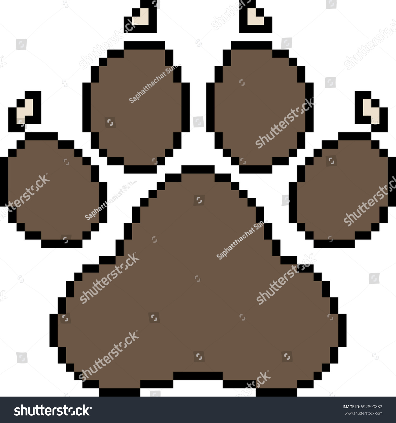 Vector Pixel Art Paw Isolated : image vectorielle de stock (libre de ...