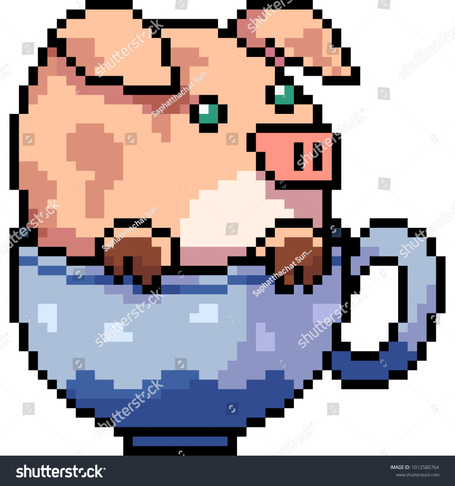 Vector Pixel Art Pig Cup Isolated Stock Vector (Royalty Free ...
