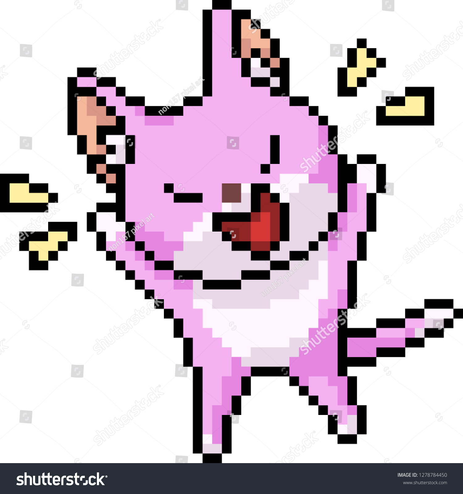 Vector Pixel Art Pink Kitty Isolated Stock Vector (Royalty Free ...