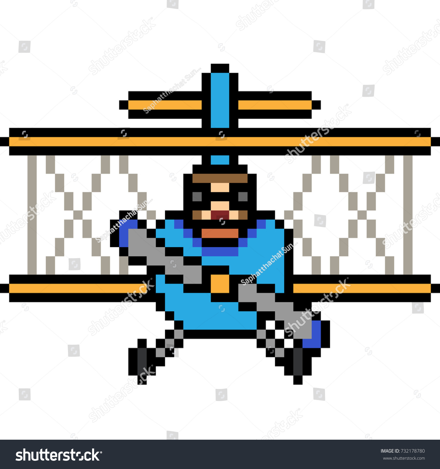Vector Pixel Art Plane Pilot Isolated Stock Vector (Royalty Free) 732178780