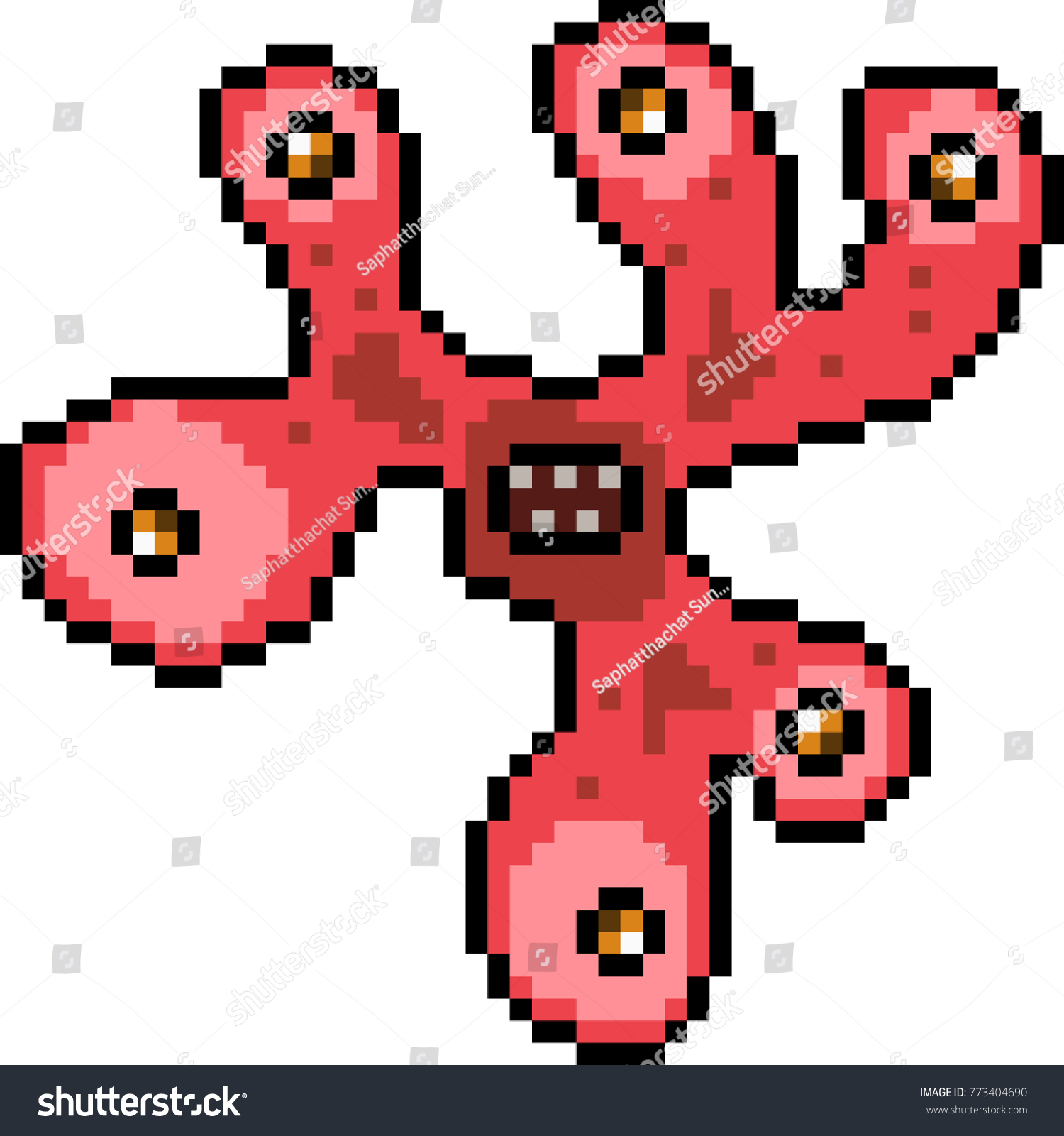 Vector Pixel Art Plankton Monster Isolated 스톡 벡터(로열티 프리) 773404690 ...
