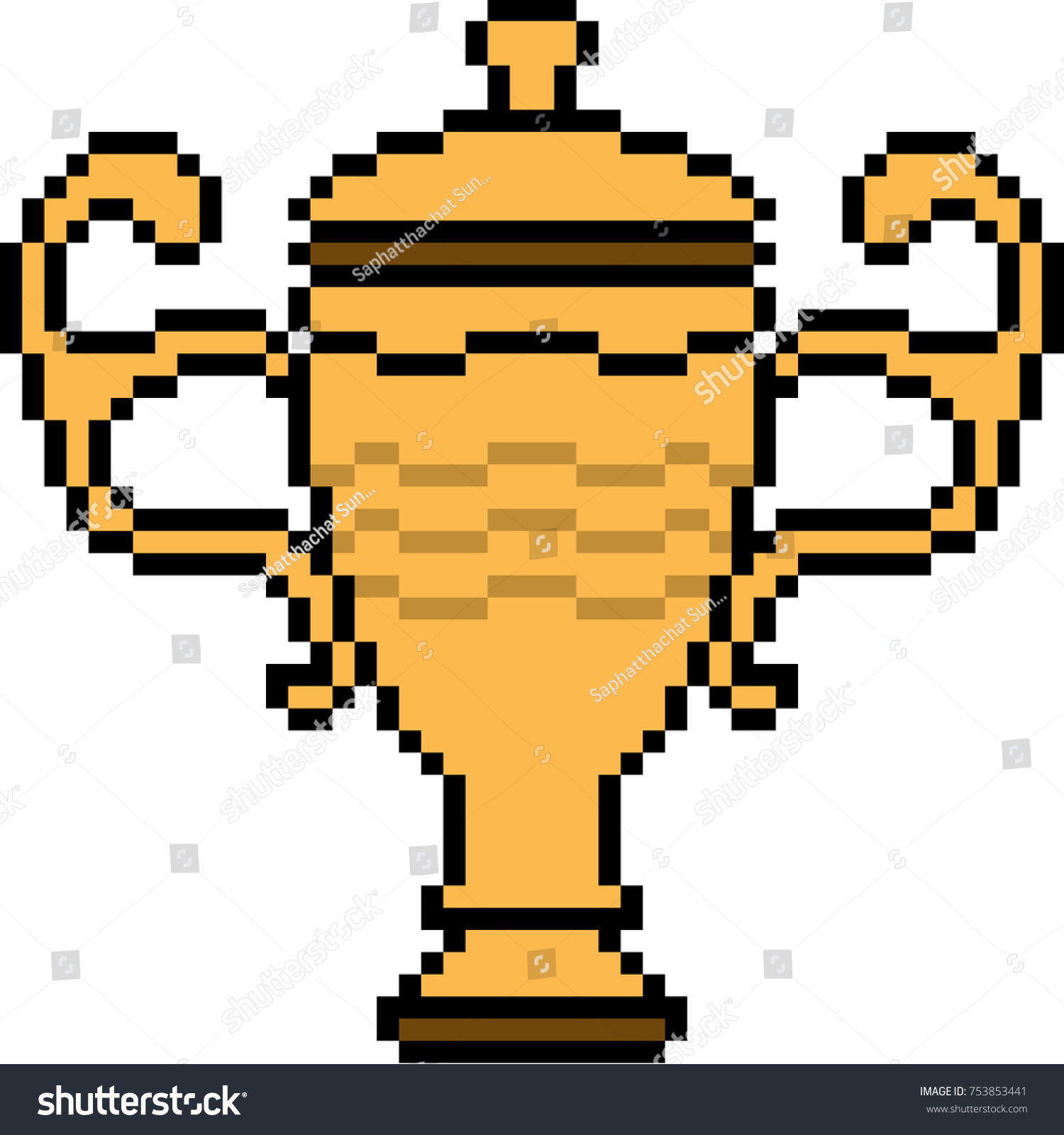 Vektor Stok Vector Pixel Art Prize Cup Isolated (Tanpa Royalti) 753853441