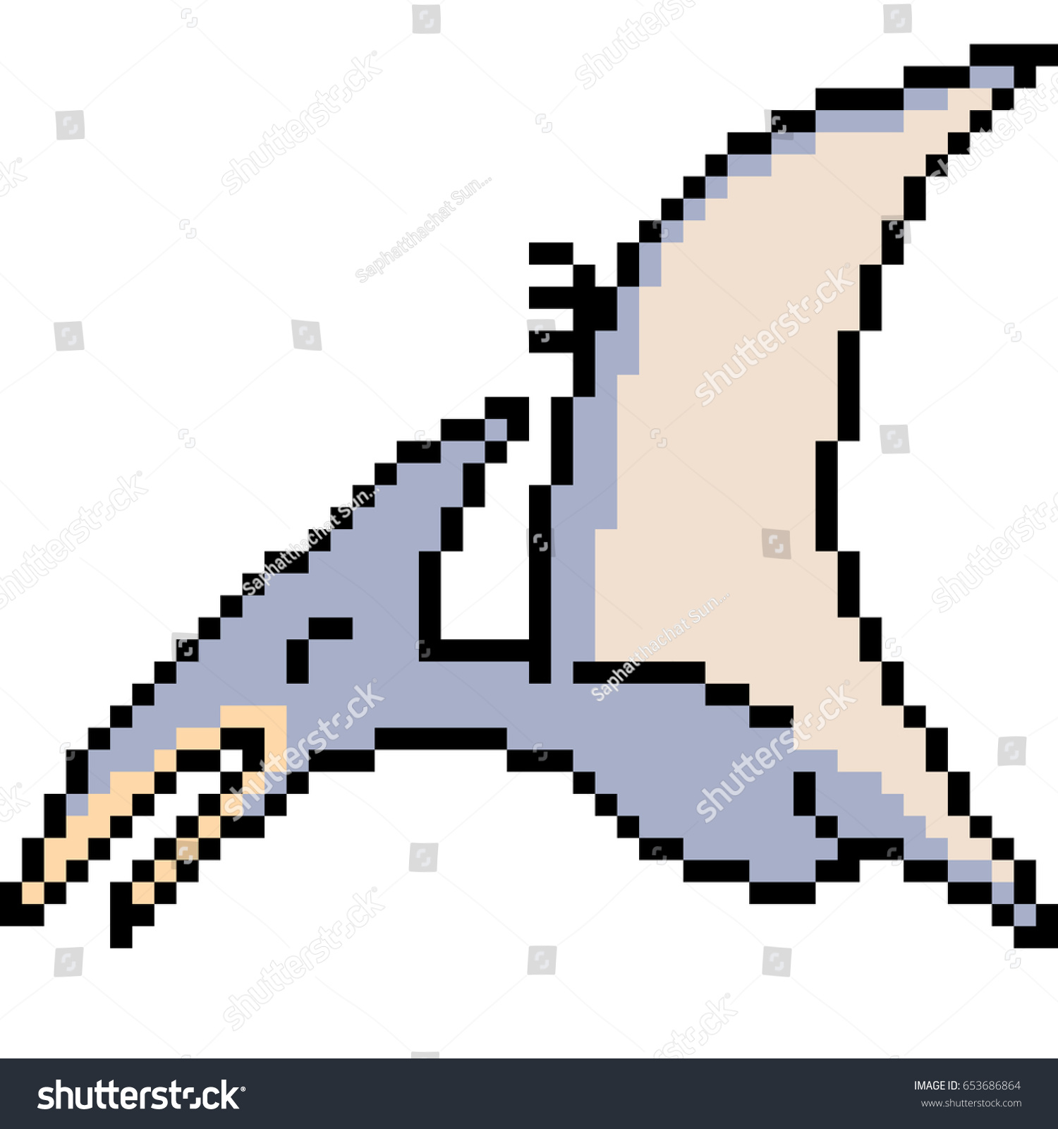 Vector Pixel Art Pteranodon Dinosaur Stock Vector (Royalty Free ...