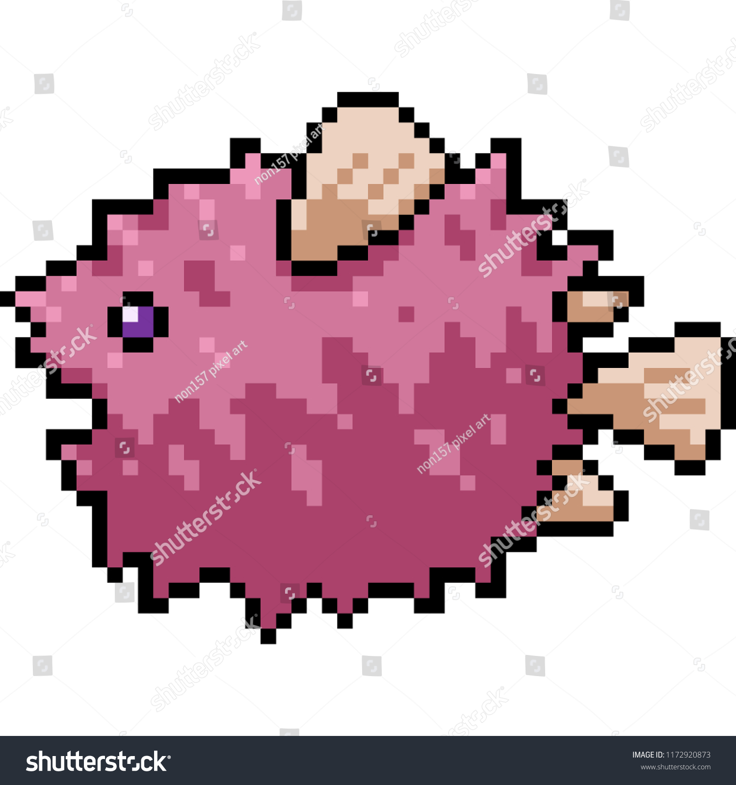 Vector Pixel Art Puffer Fish Isolated: เวกเตอร์สต็อก (ปลอดค่าลิขสิทธิ์ ...
