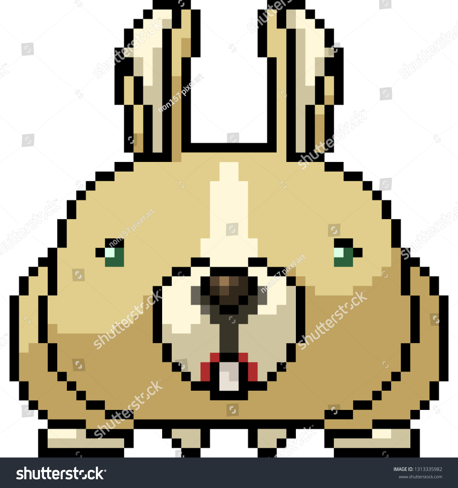 Vector Pixel Art Rabbit Isolated Cartoon 스톡 벡터(로열티 프리) 1313335982 ...