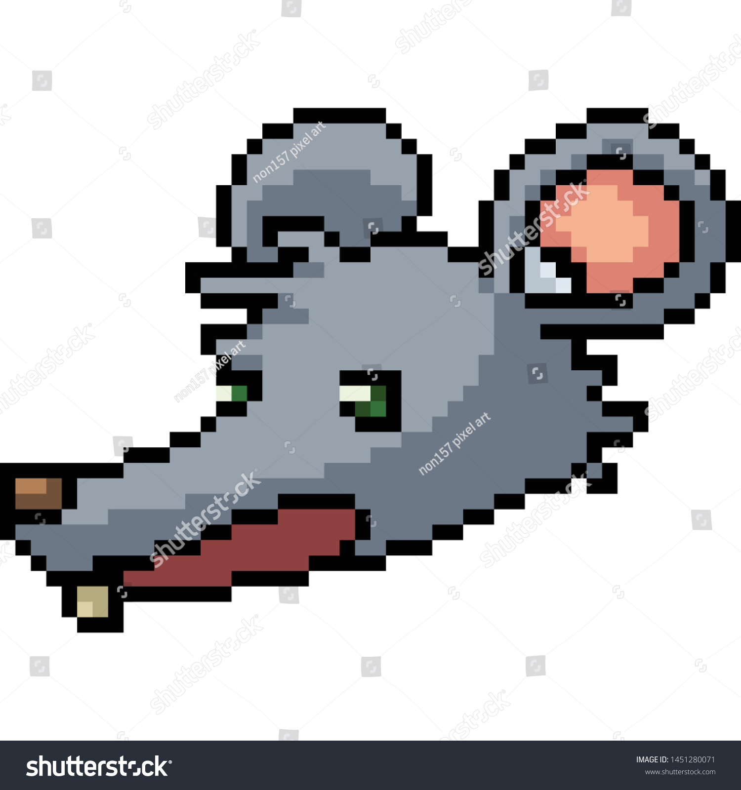 Vector Pixel Art Rat Isolated Cartoon 스톡 벡터(로열티 프리) 1451280071 ...
