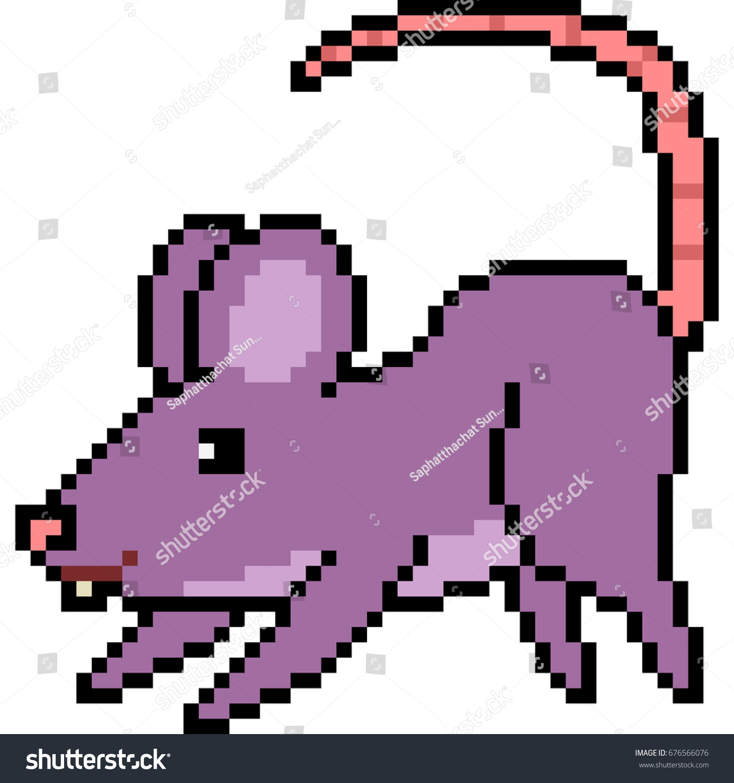 Vector Pixel Art Rat Mischievous Isolated 库存矢量图（免版税）676566076 ...