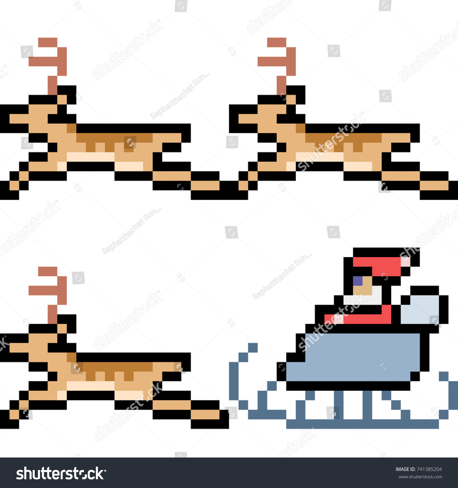 Vector Pixel Art Reindeer Santa Isolated Stock Vector (Royalty Free ...