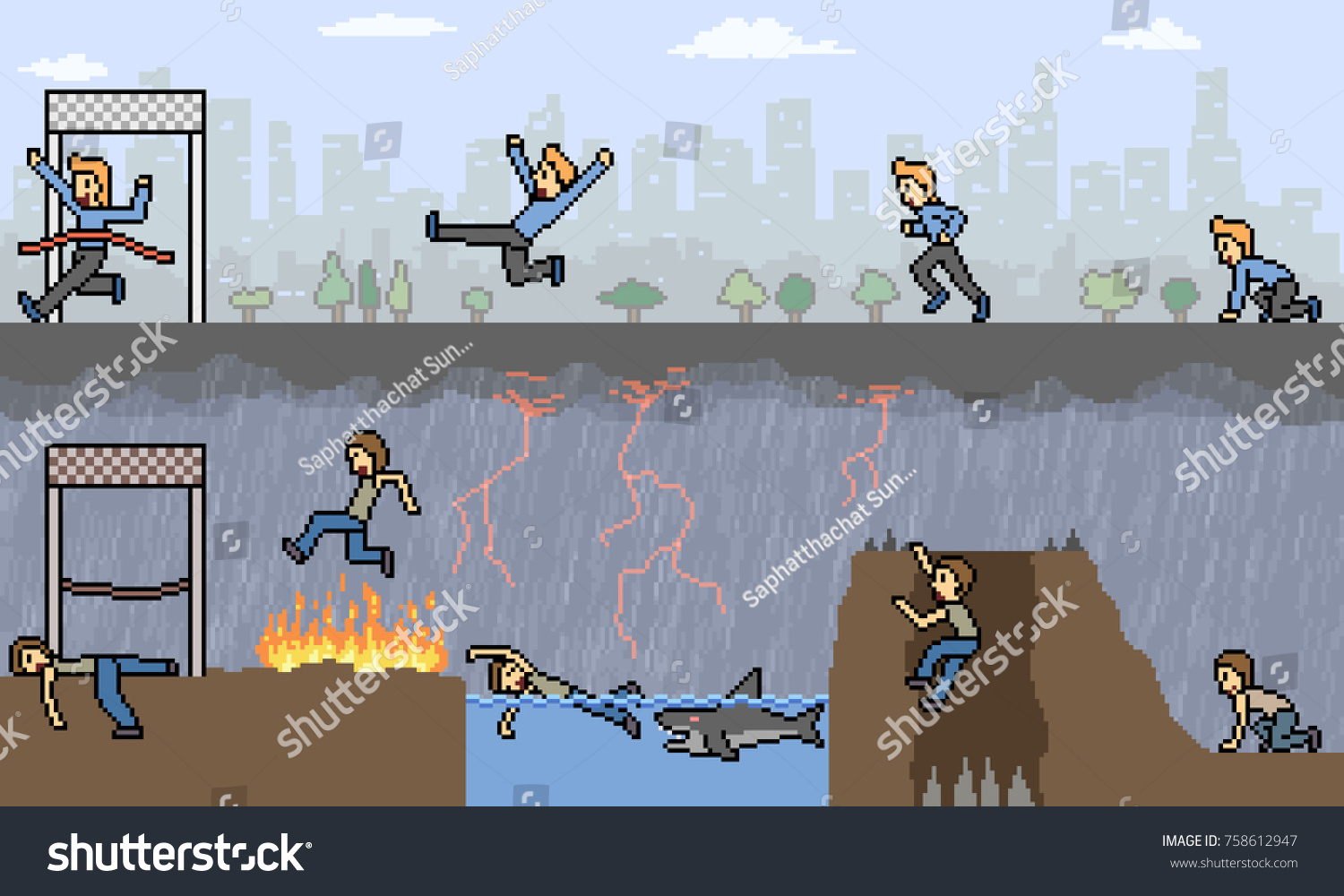 Vector Pixel Art Run Through Obstacle: Vector có sẵn (miễn phí bản ...