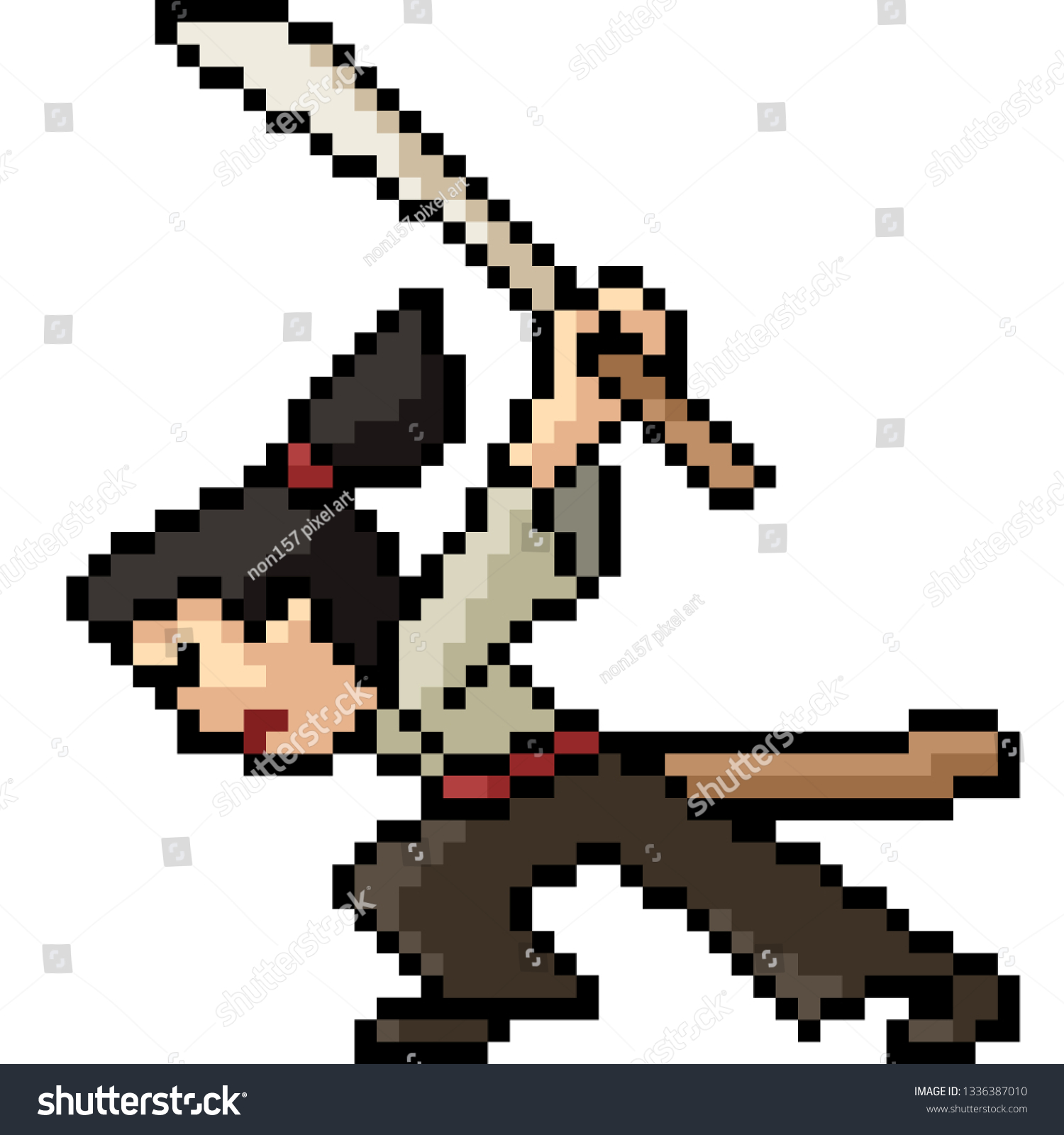 Vector Pixel Art Samurai Isolated Cartoon 스톡 벡터로열티 프리 1336387010 Shutterstock