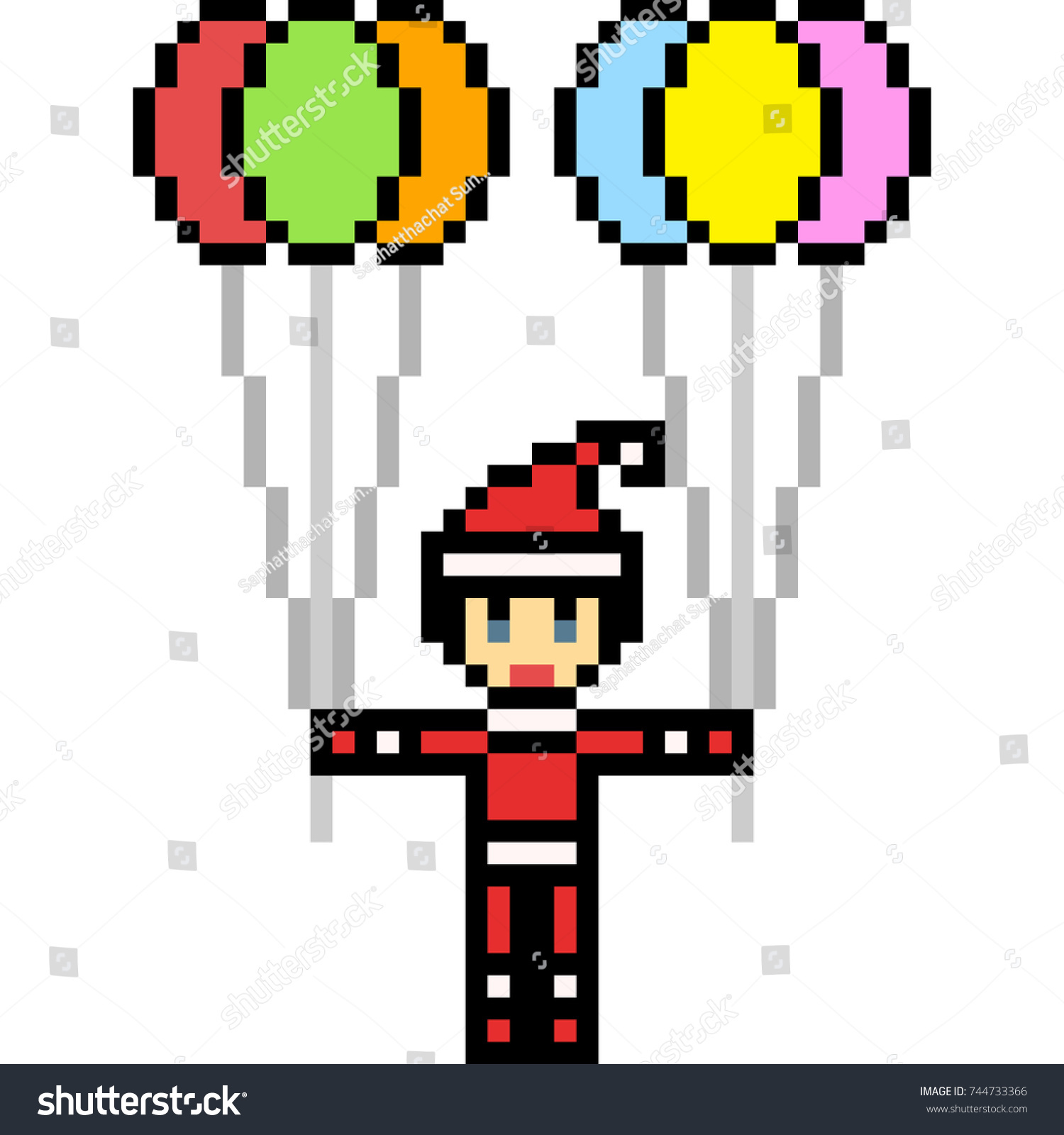 Vektor Stok Vector Pixel Art Santa Balloon Isolated (Tanpa Royalti ...