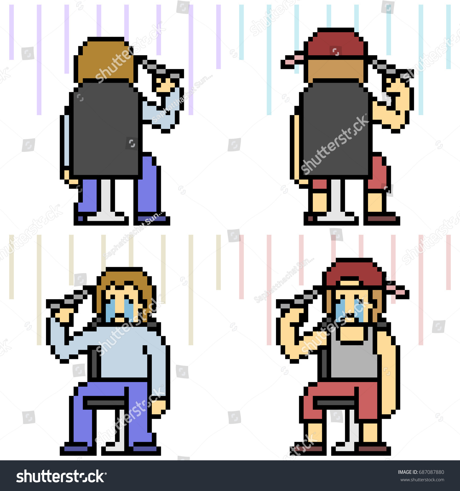 Vector Pixel Art Set Suicide Isolated : image vectorielle de stock ...