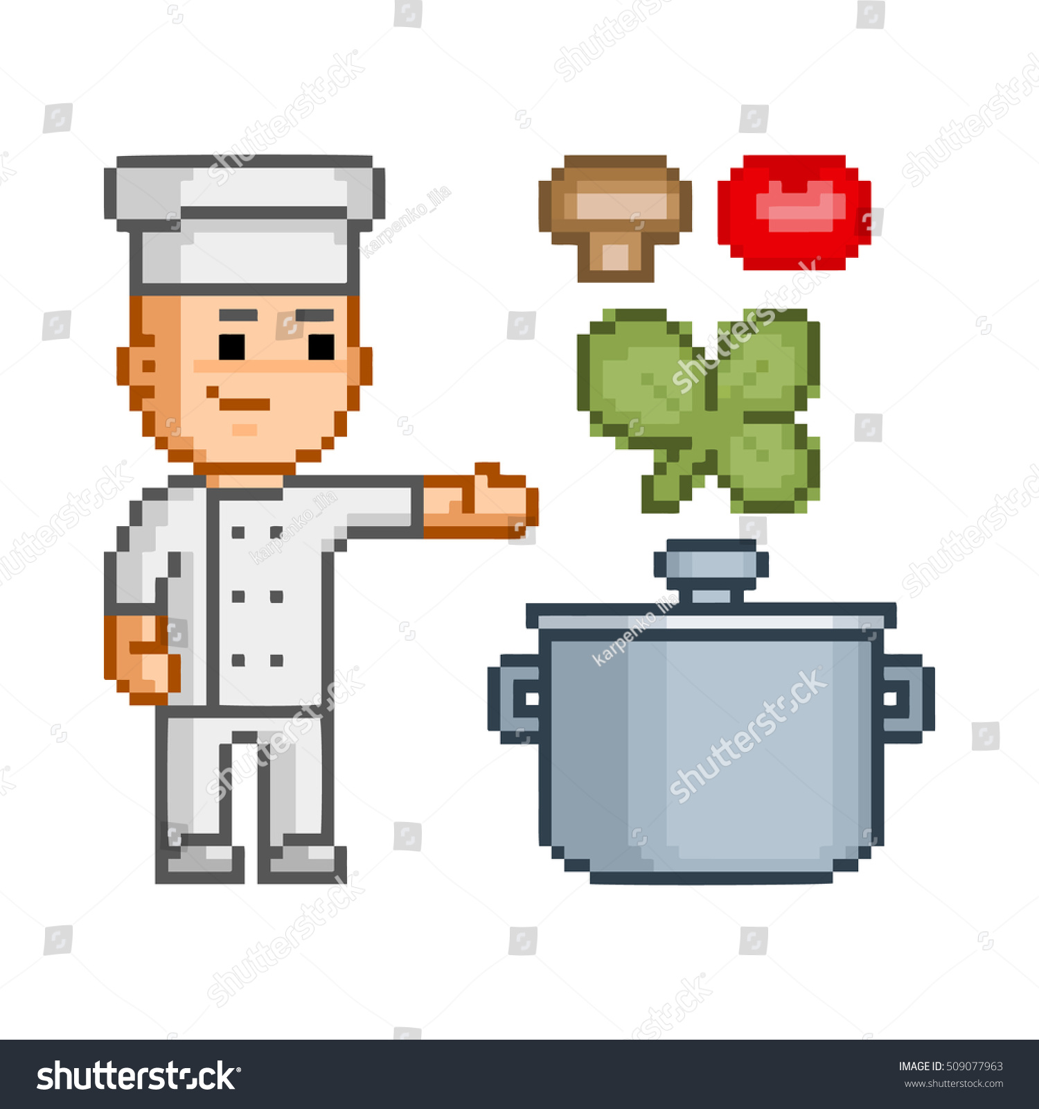 Vector Pixel Art Smiling Cook On Stock Vector (Royalty Free) 509077963 ...