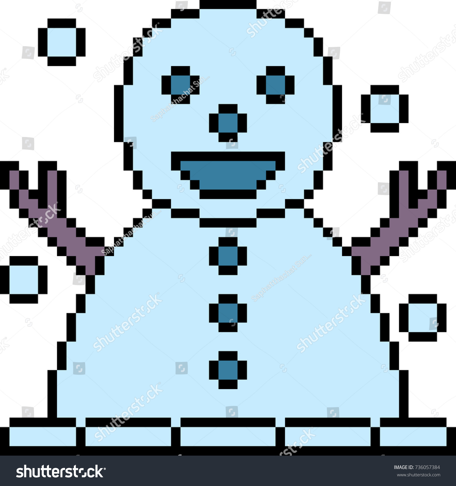 Vector Pixel Art Snow Doll Isolated Stock Vector (Royalty Free) 736057384
