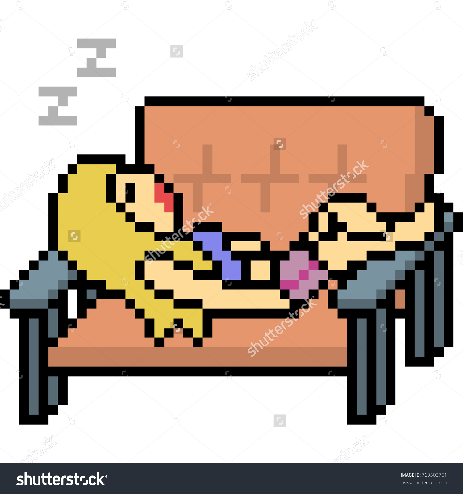 Vector Pixel Art Sofa Sleep Isolated: vector de stock (libre de ...