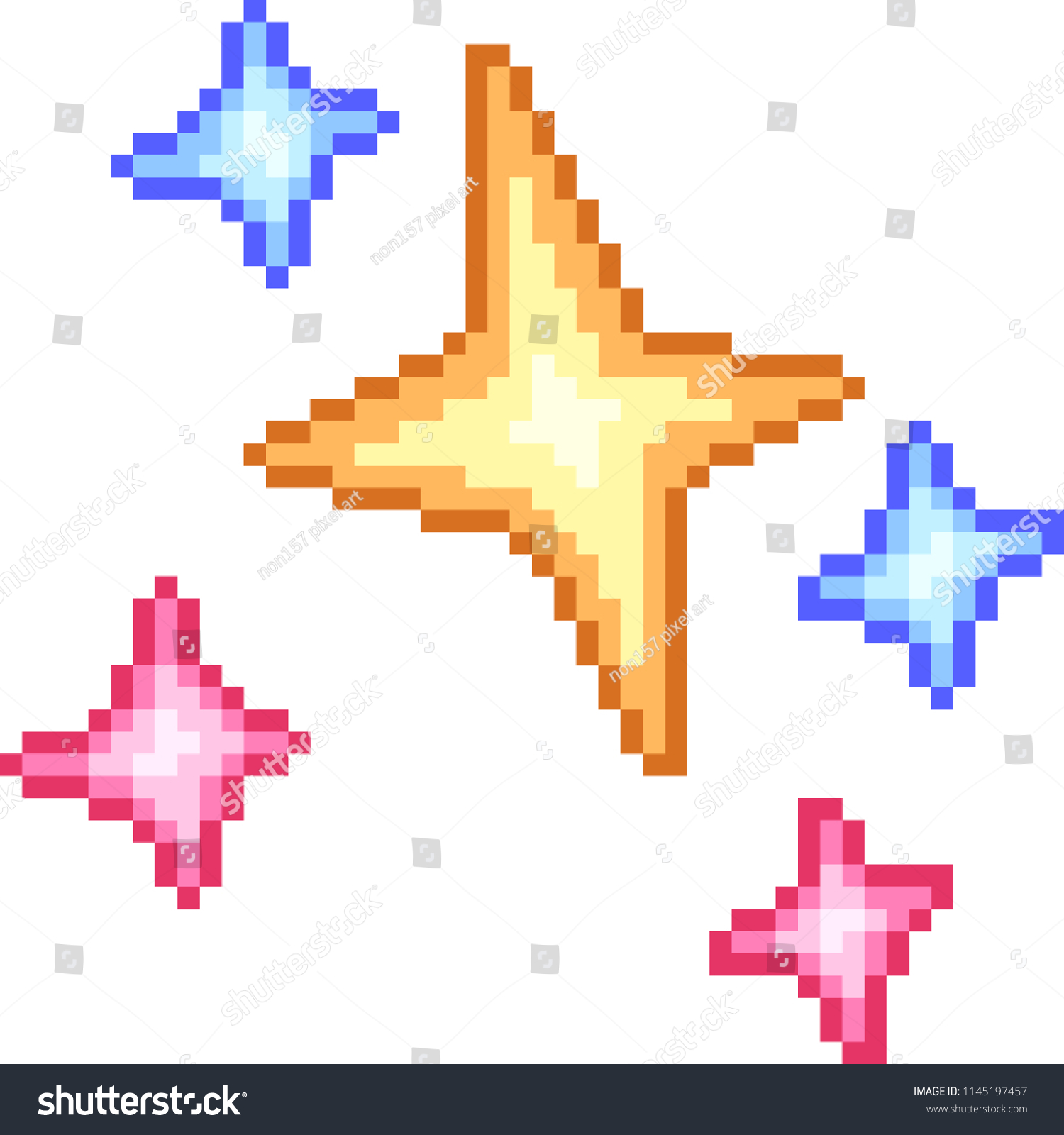 Vector Pixel Art Star Effect Isolated Stock Vector (Royalty Free ...
