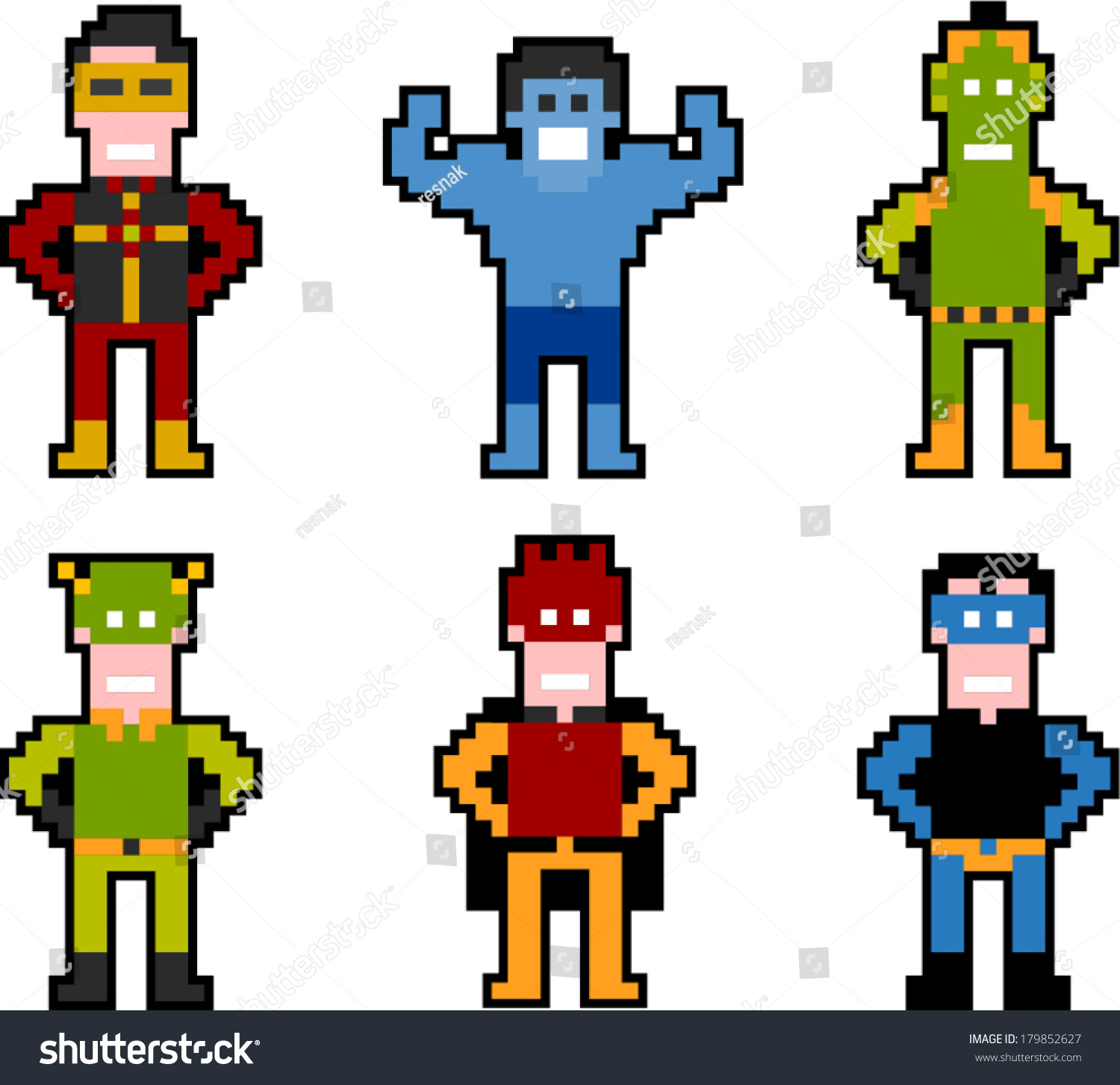 Vector Pixel Art Superhero Set 1 - Separate Layers For Easy Editing ...