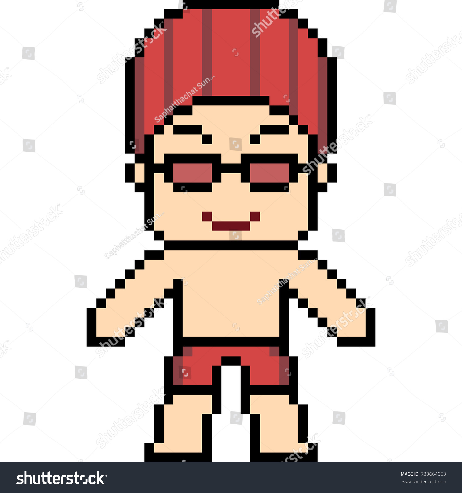 Vector Pixel Art Swim Man Isolated: vector de stock (libre de regalías ...