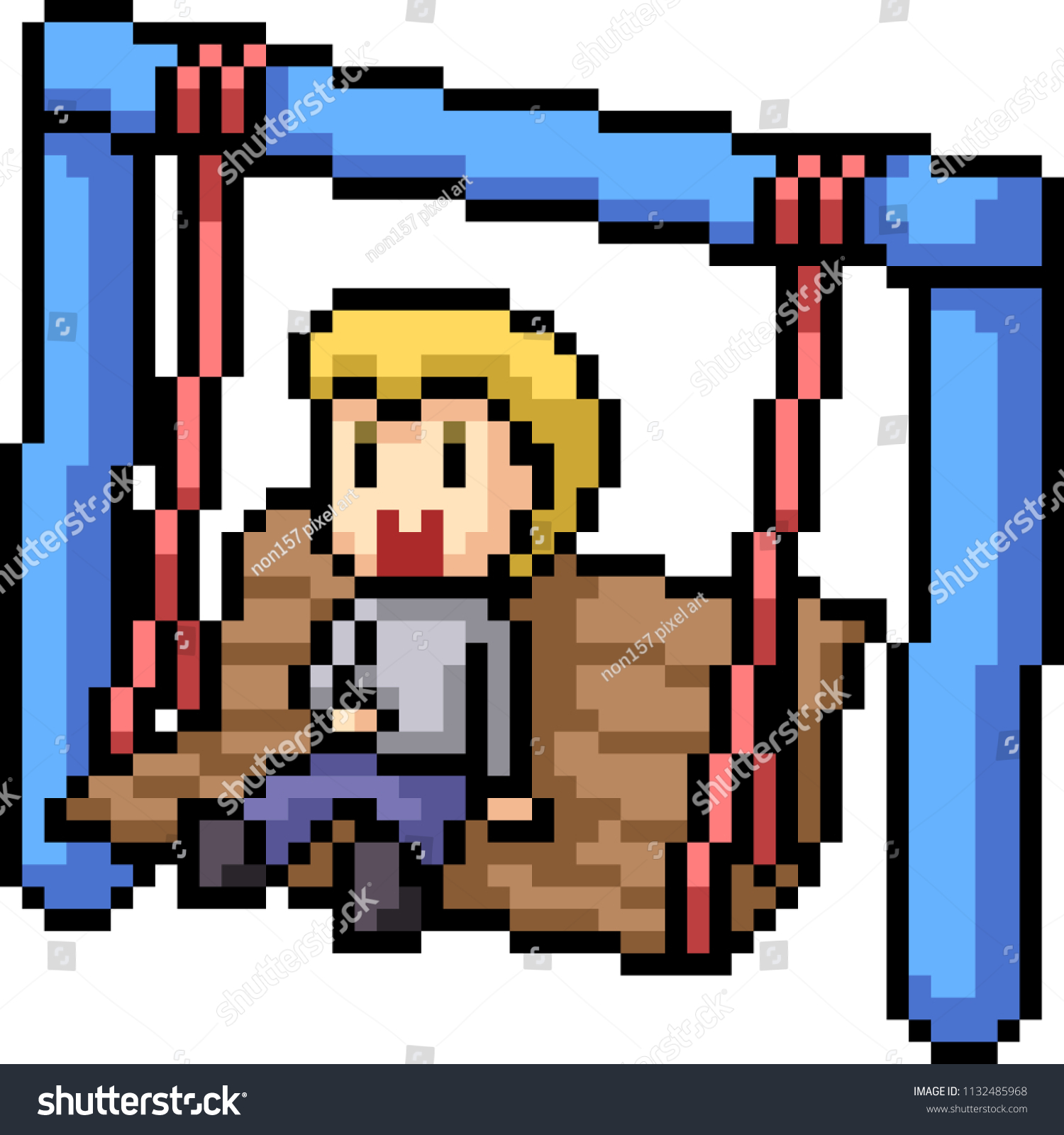 Vector Pixel Art Swing Boy Isolated Stock Vector (Royalty Free) 1132485968