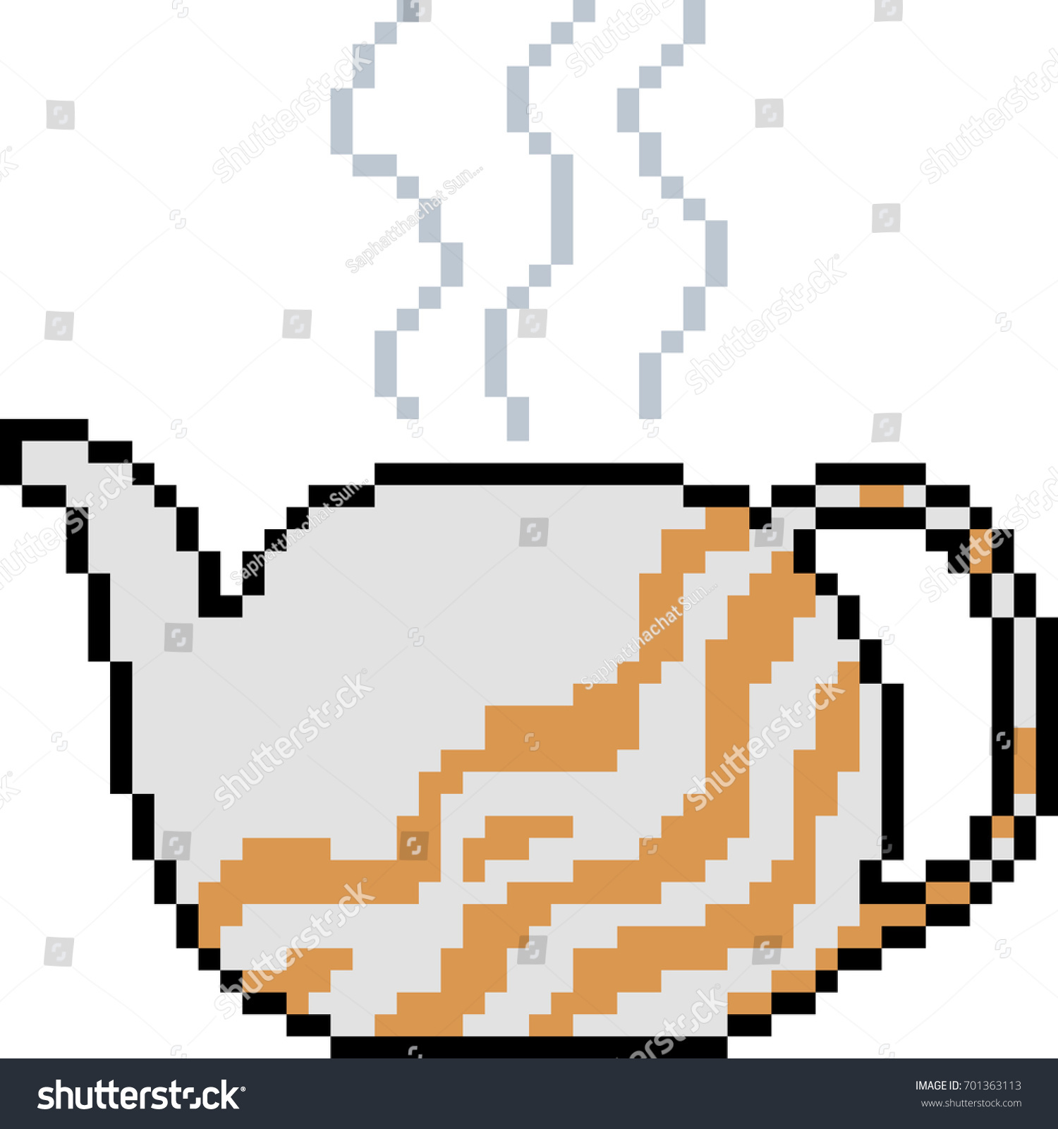 Vector Pixel Art Tea Pot Isolated Stock Vector (Royalty Free) 701363113