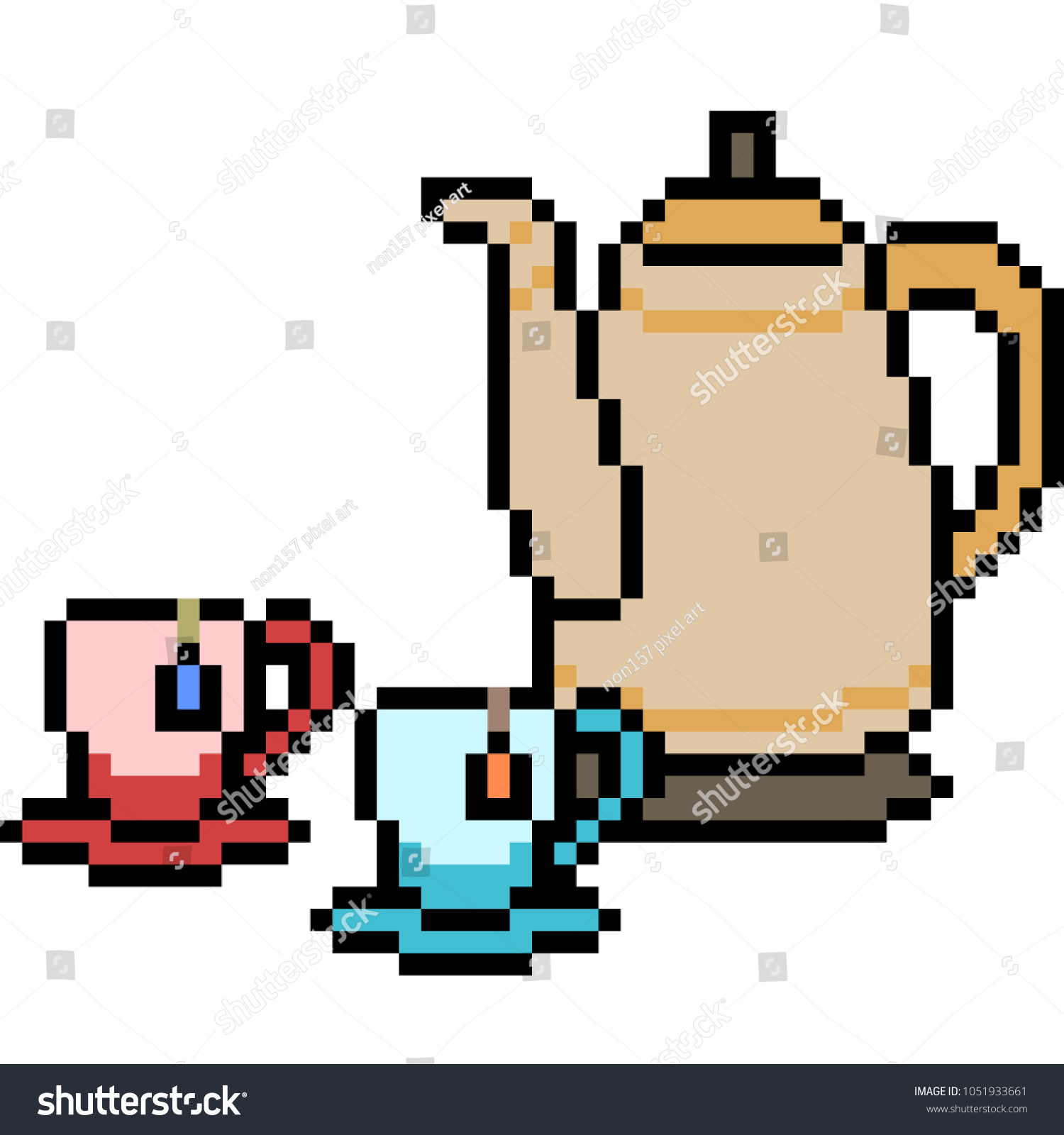 Vector Pixel Art Tea Set Isolated Stock Vector (Royalty Free ...