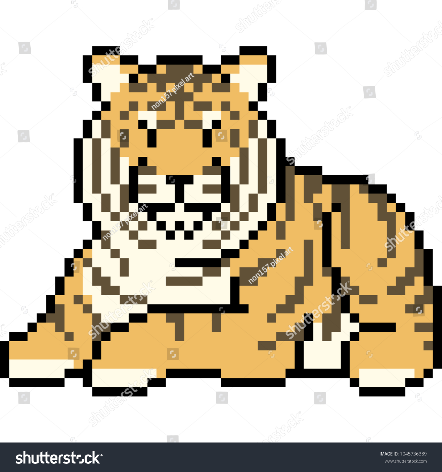 Vector Pixel Art Tiger Isolated Cartoon Stock Vector (Royalty Free ...