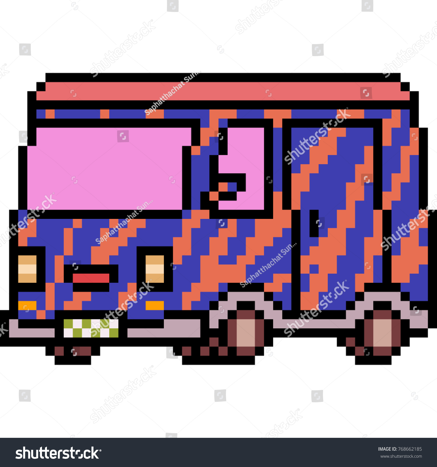 Vector Pixel Art Van Isolated: เวกเตอร์สต็อก (ปลอดค่าลิขสิทธิ์ ...