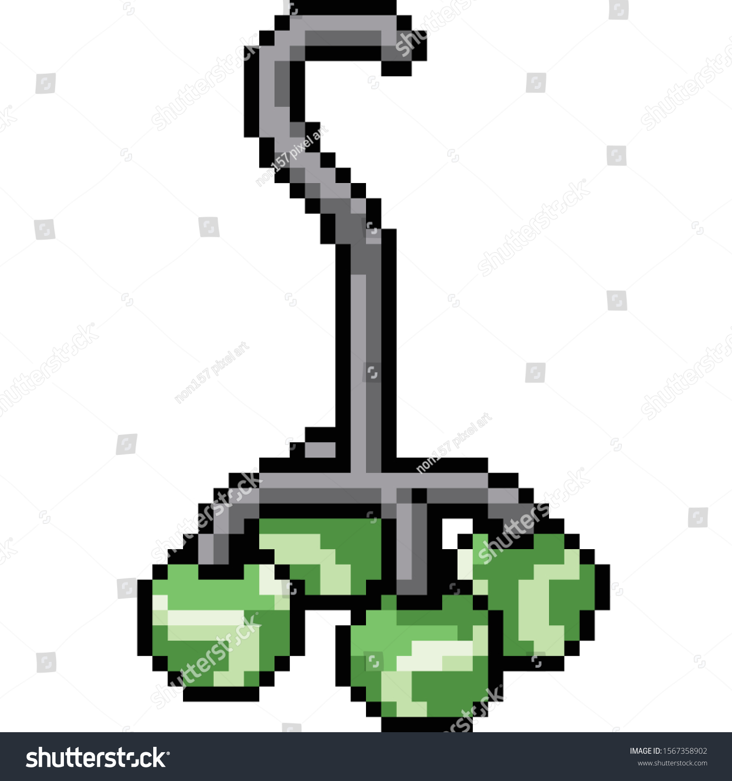 Vector Pixel Art Walking Stick Isolated: vector de stock (libre de ...