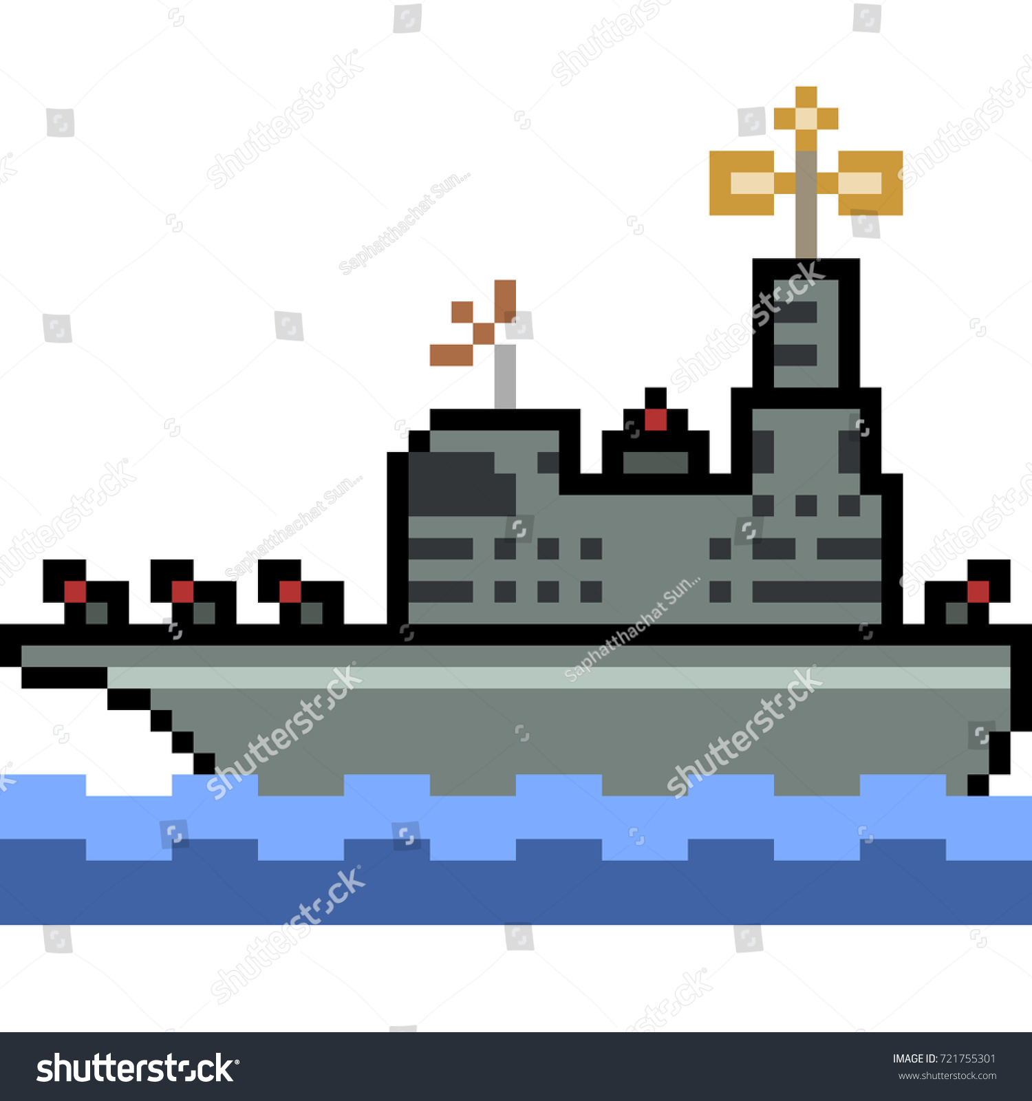 Vector Pixel Art Warship Isolated: เวกเตอร์สต็อก (ปลอดค่าลิขสิทธิ์ ...