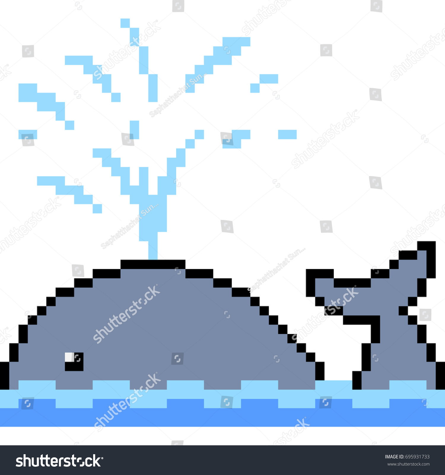 Vector Pixel Art Whale Isolated Stock Vector (Royalty Free) 695931733 ...