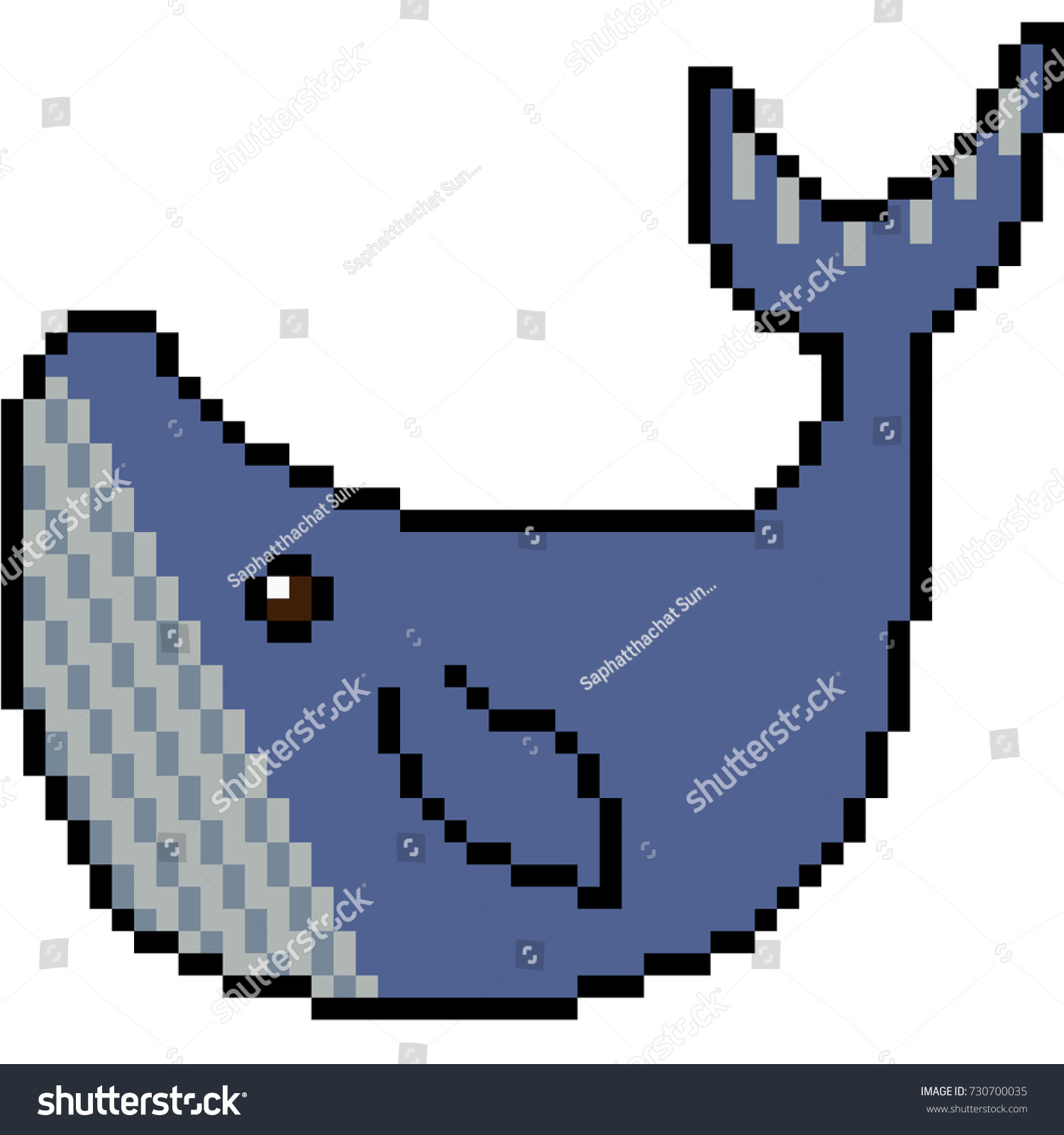Vector Pixel Art Whale Isolated Stock Vector (Royalty Free) 730700035 ...