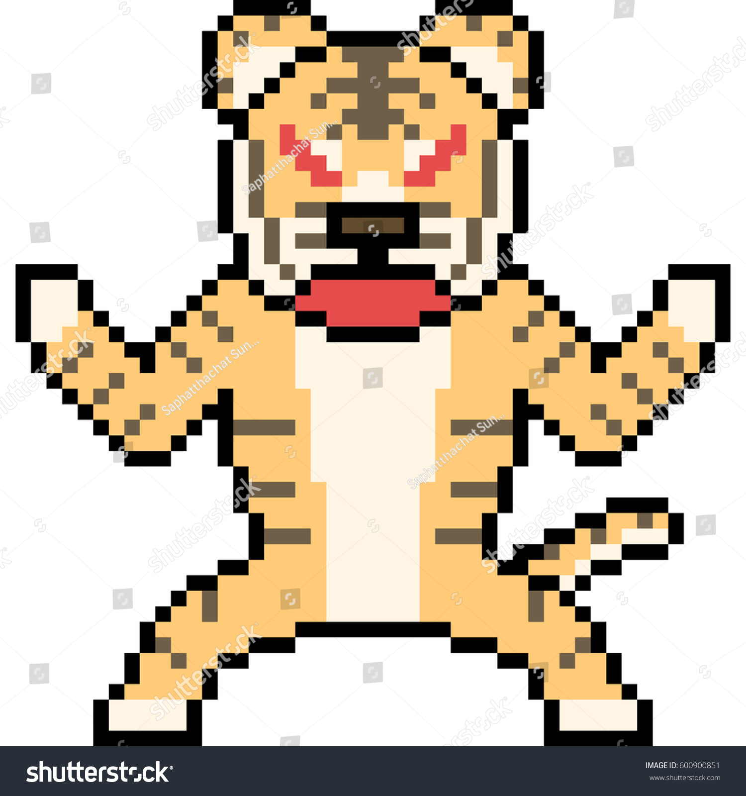 Vector Pixel Art Wild Tiger: เวกเตอร์สต็อก (ปลอดค่าลิขสิทธิ์) 600900851 ...