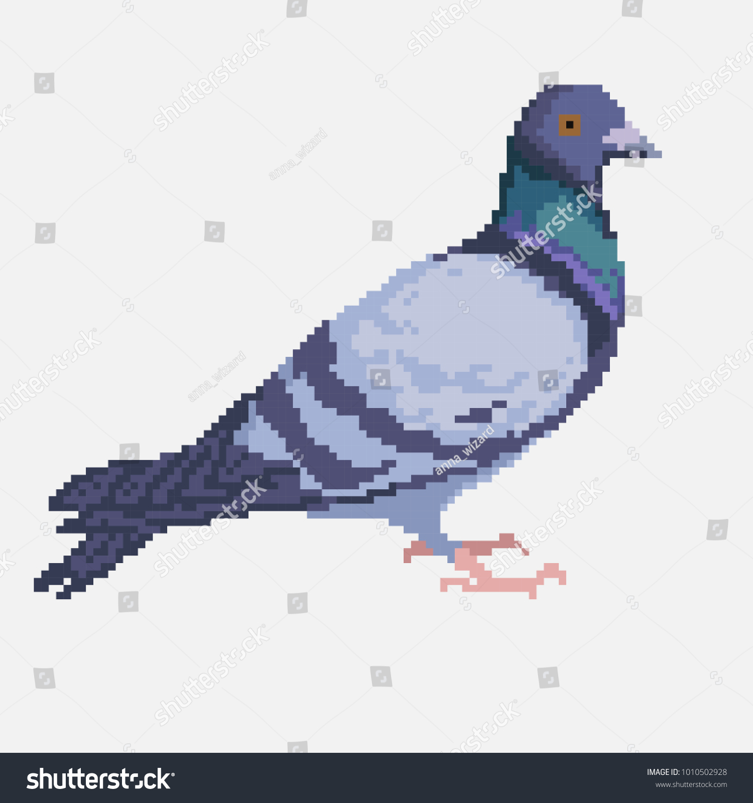 Vector Pixel Pigeon Isolated On Light Stock Vector (Royalty Free ...