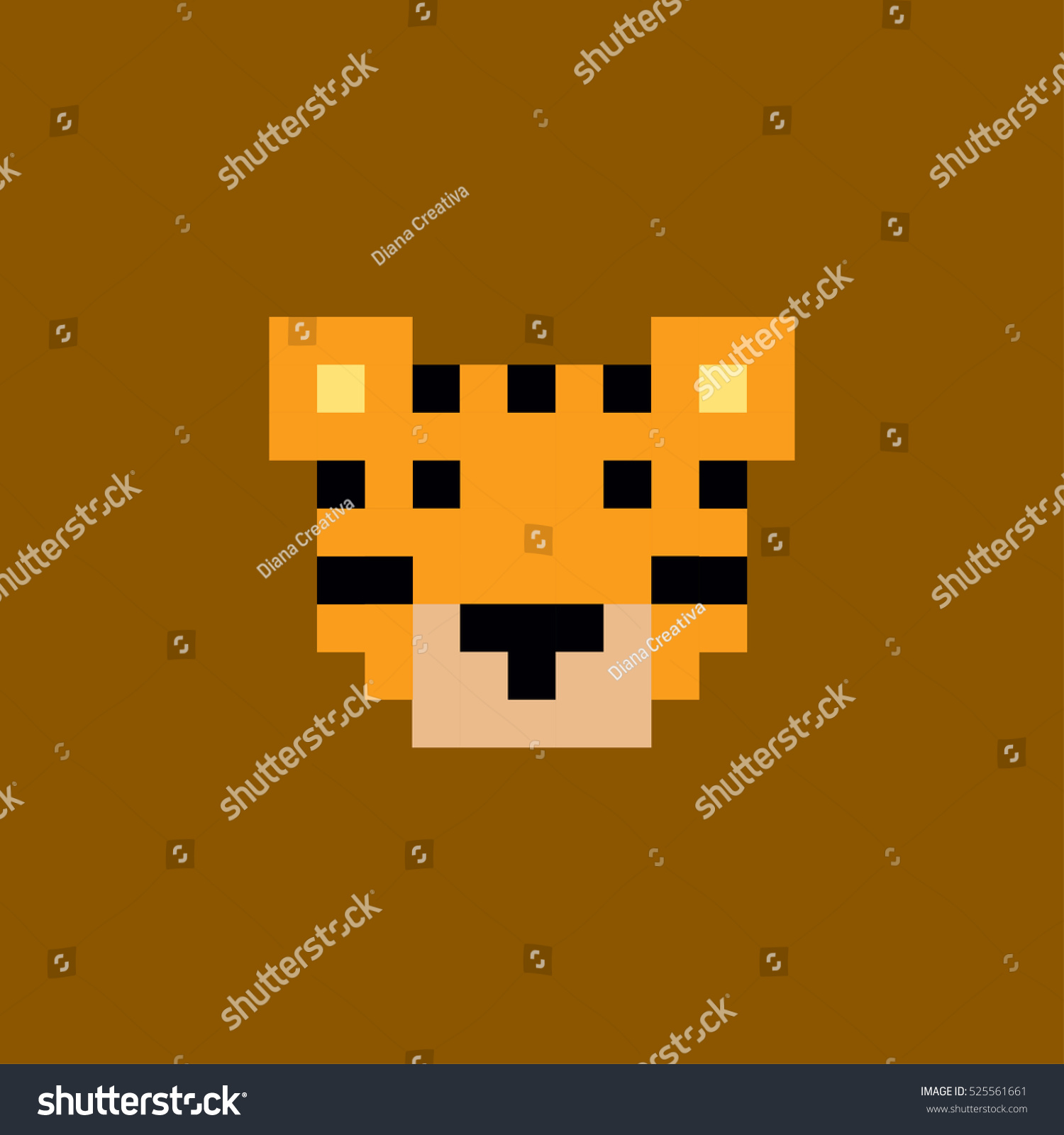 Vector Pixel Tiger Stock Vector (Royalty Free) 525561661 | Shutterstock