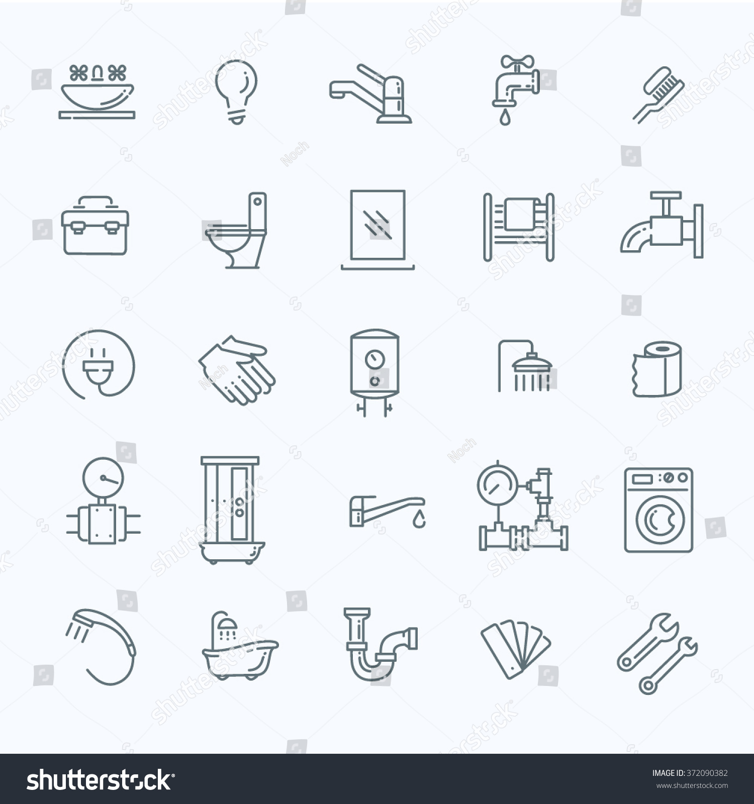 Vector Plumbing Outline Icons Set Stock Vector (Royalty Free) 372090382 ...