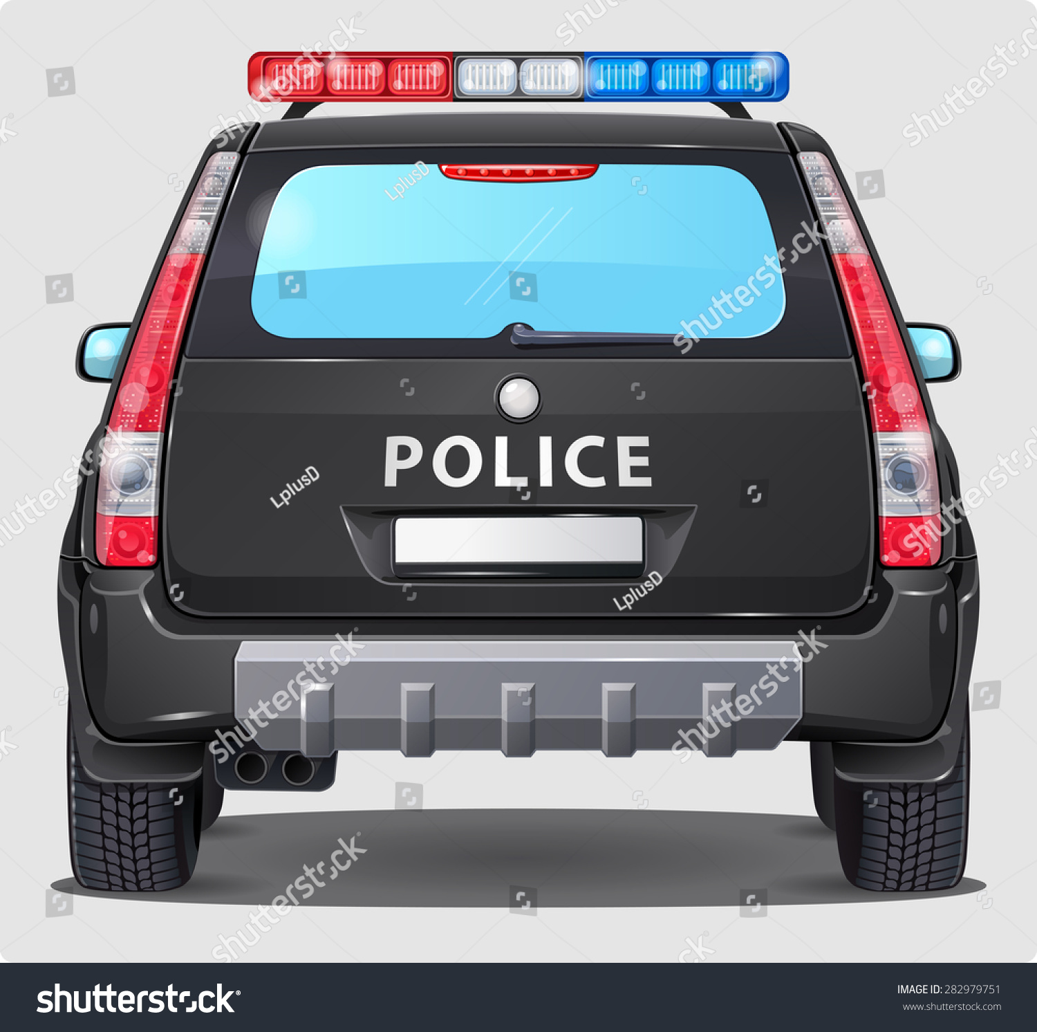 Vector Police Car Back View Stock Vector (Royalty Free) 282979751