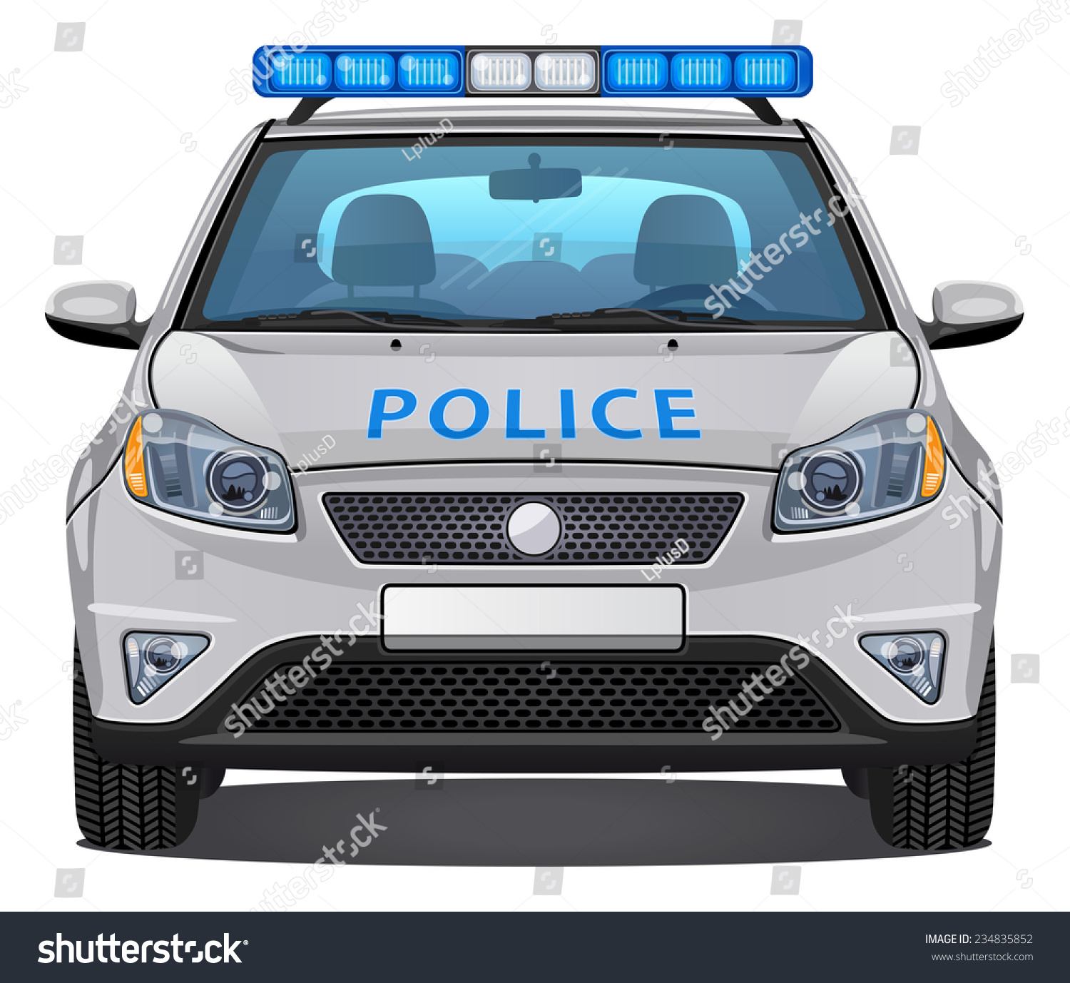 Vector Police Car 3 Front View: vector de stock (libre de regalías ...