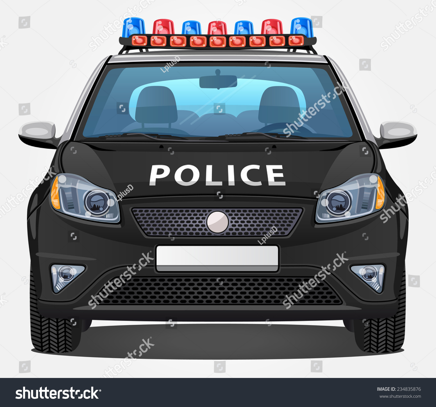 Vector Police Car 2 Front View Stock Vector (Royalty Free) 234835876