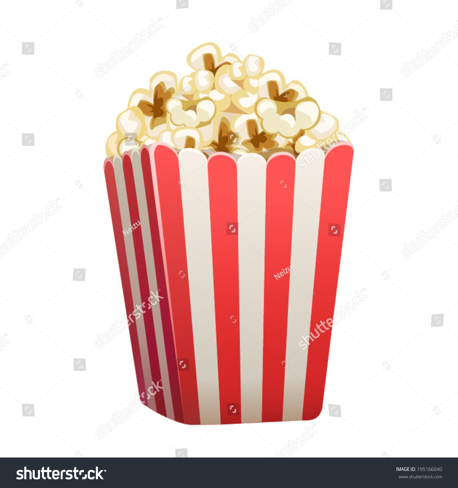 Vector Popcorn Box Isolated On White Stock Vector (Royalty Free) 195166040