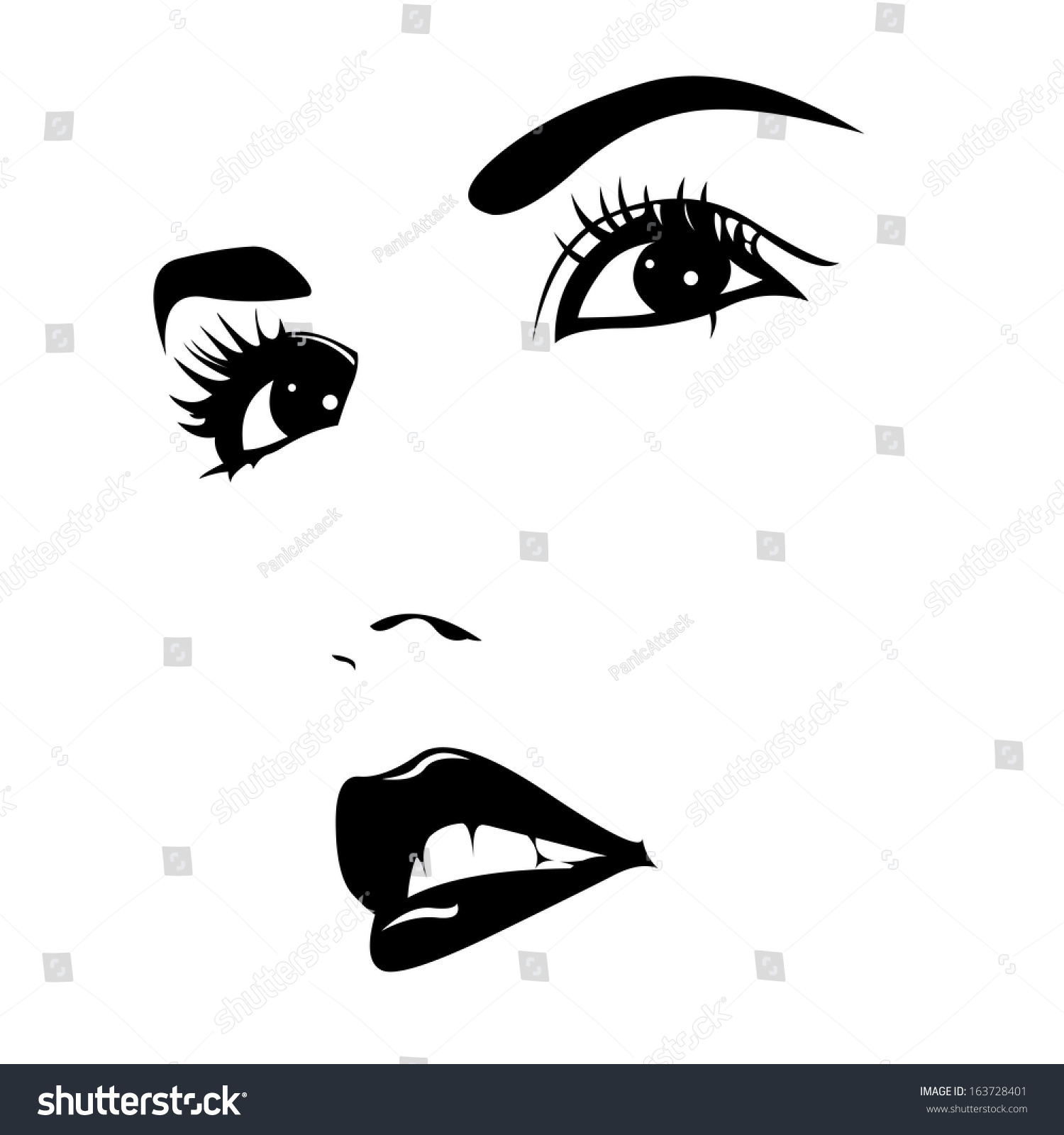 Vector Portrait Beautiful Confident Woman Easy Stock Vector Royalty