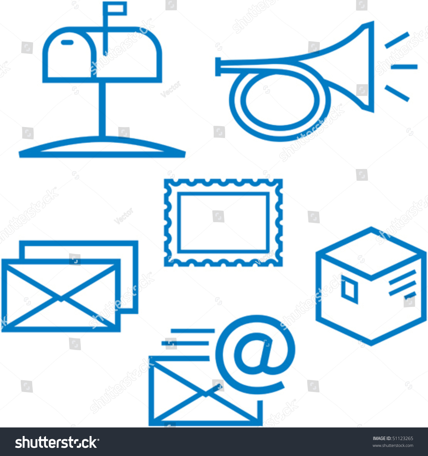 Vector Postal Items Illustration Stock Vector (Royalty Free) 51123265