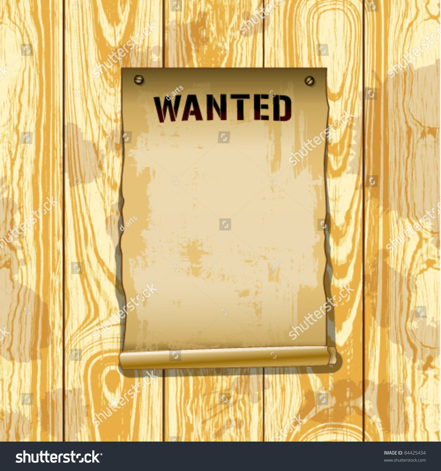 Vector Poster Wanted On Wood Texture Stock Vector (Royalty Free) 84425434