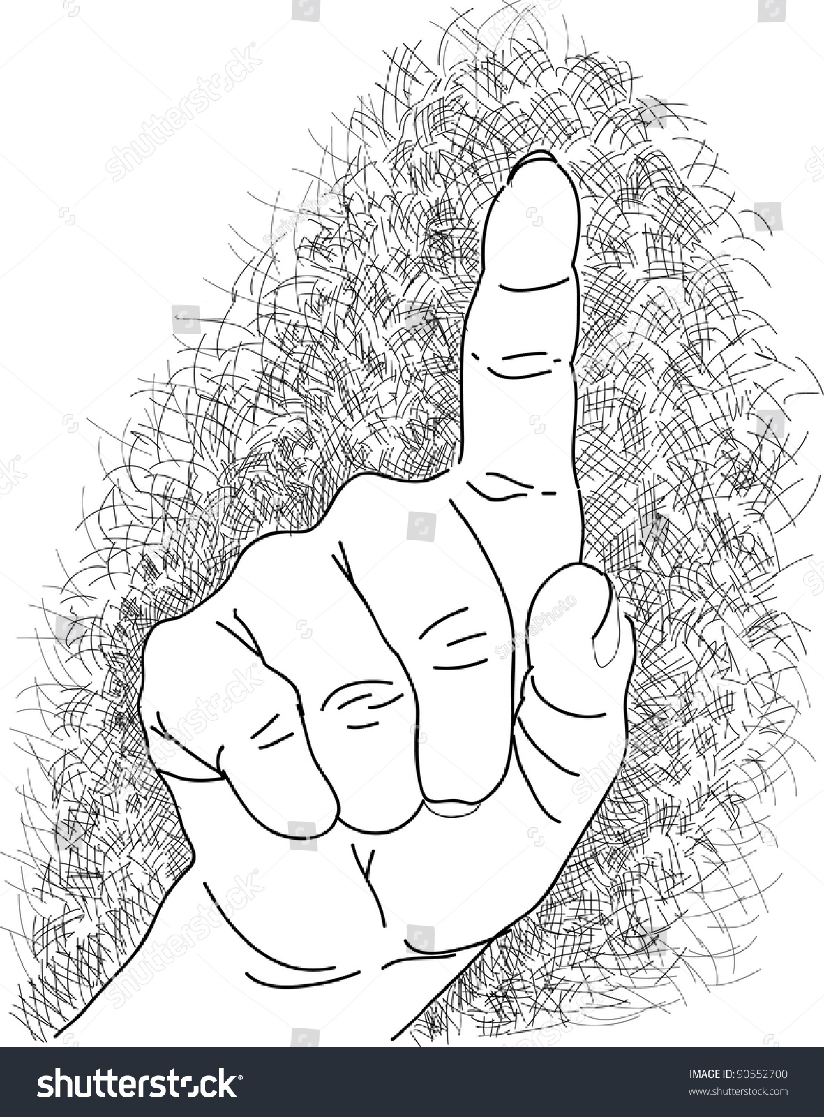 Vector Pressing Fingers Drawing Stock Vector 90552700 - Shutterstock