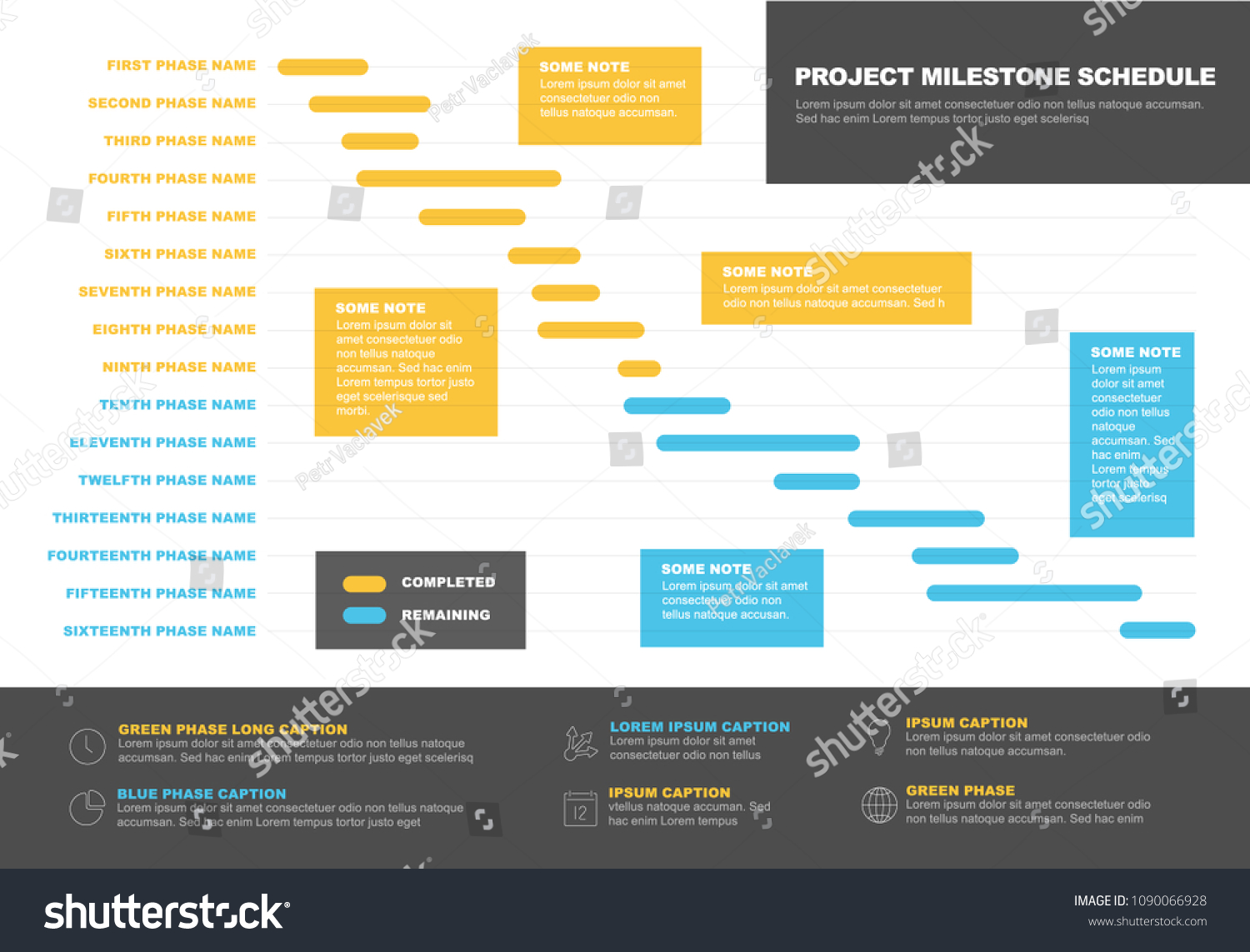 Vector Project Timeline Graph Gantt Progress Stock Vector (Royalty Free ...