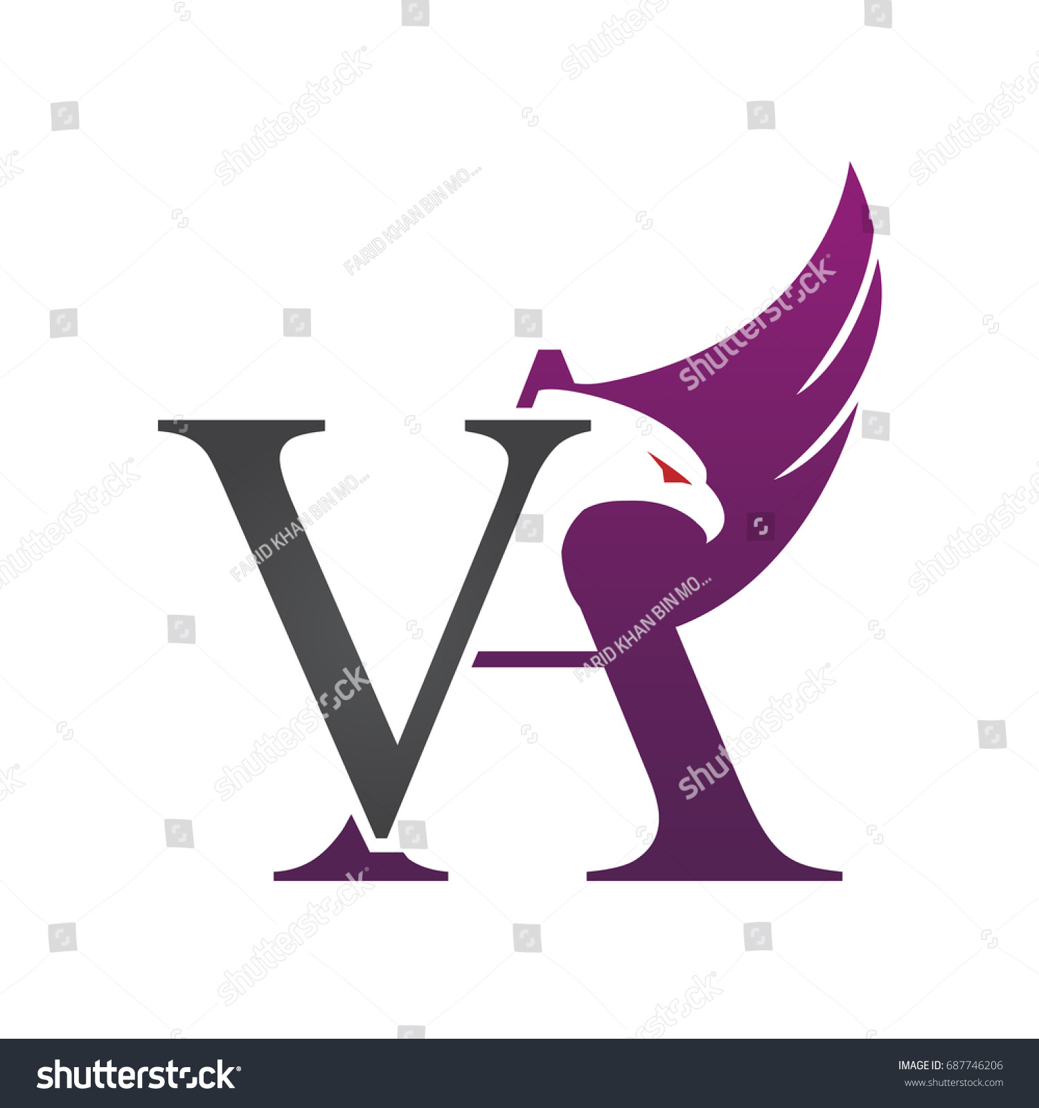 Vector Purple Letter V Eagle Logo: vector de stock (libre de regalías ...