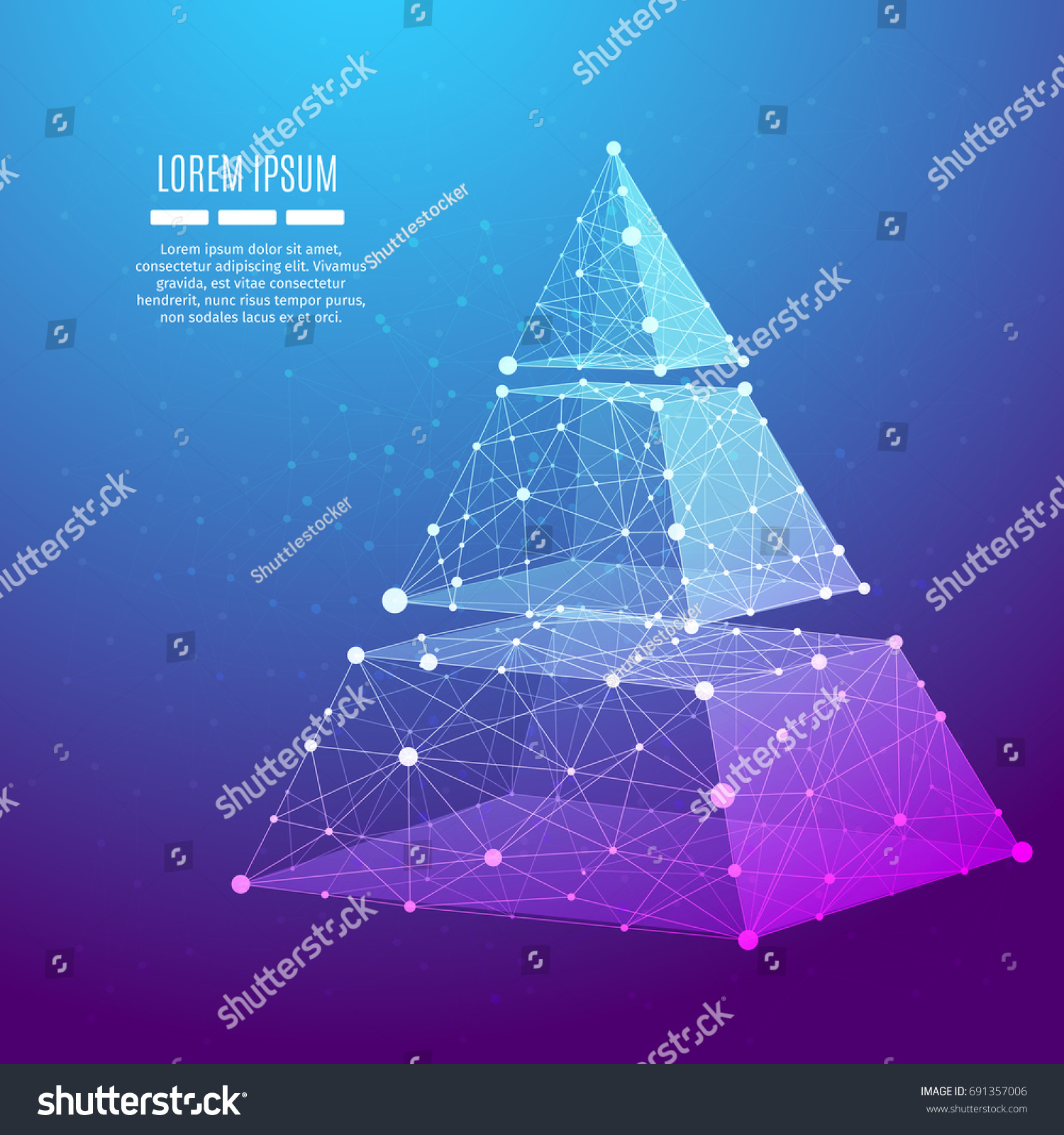 Vector Pyramid Wireframe Connecting On Color Stock Vector (Royalty Free ...